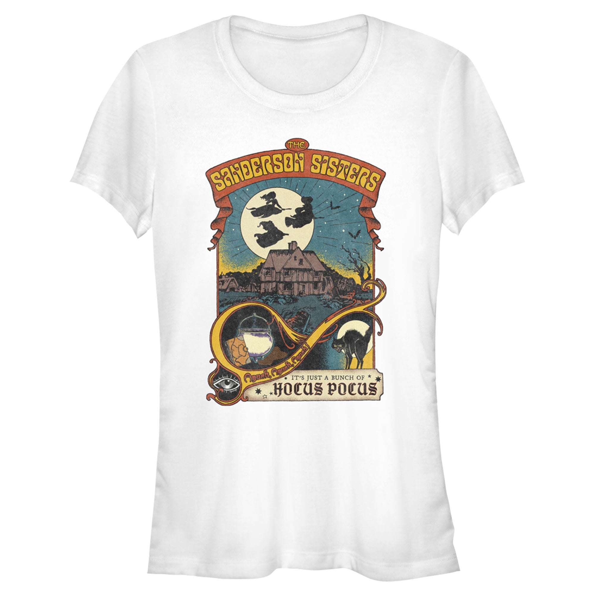 Junior's Hocus Pocus Vintage Witch Poster Graphic Tee White Small ...