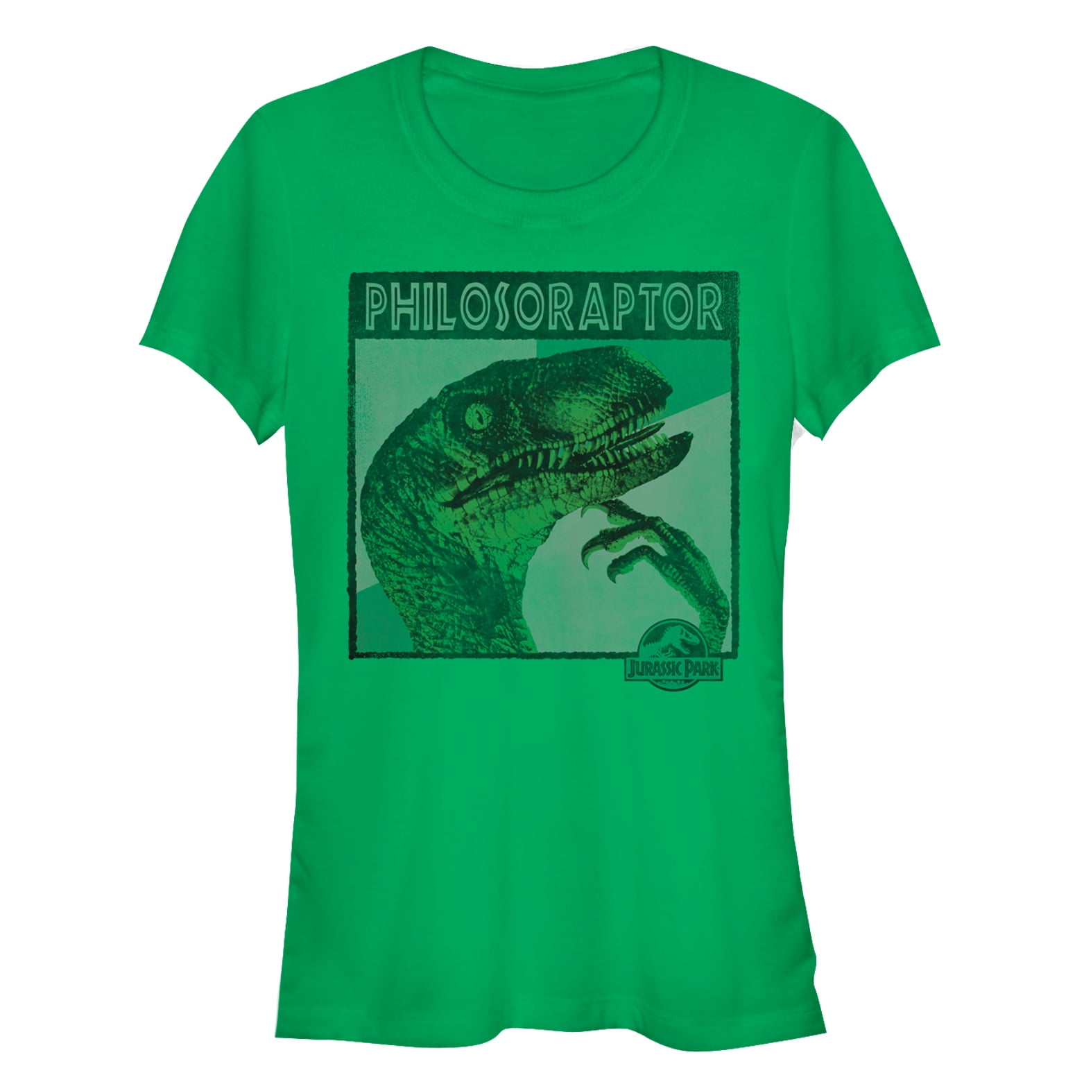 Junior's Jurassic Park Deep Thinker Philosoraptor Graphic Tee Kelly Green Medium - Walmart.com