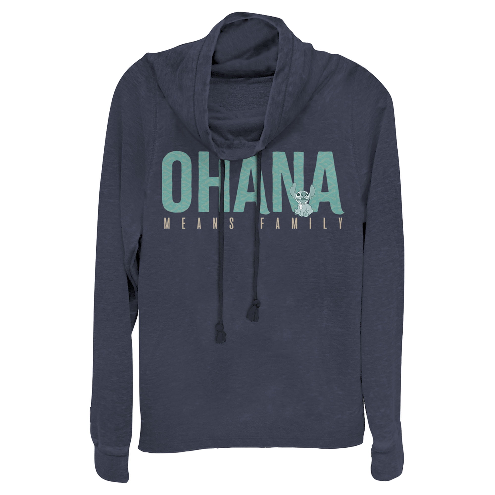 Junior's Lilo & Stitch Bold Ohana means Family Cowl Neck Sweatshirt ...