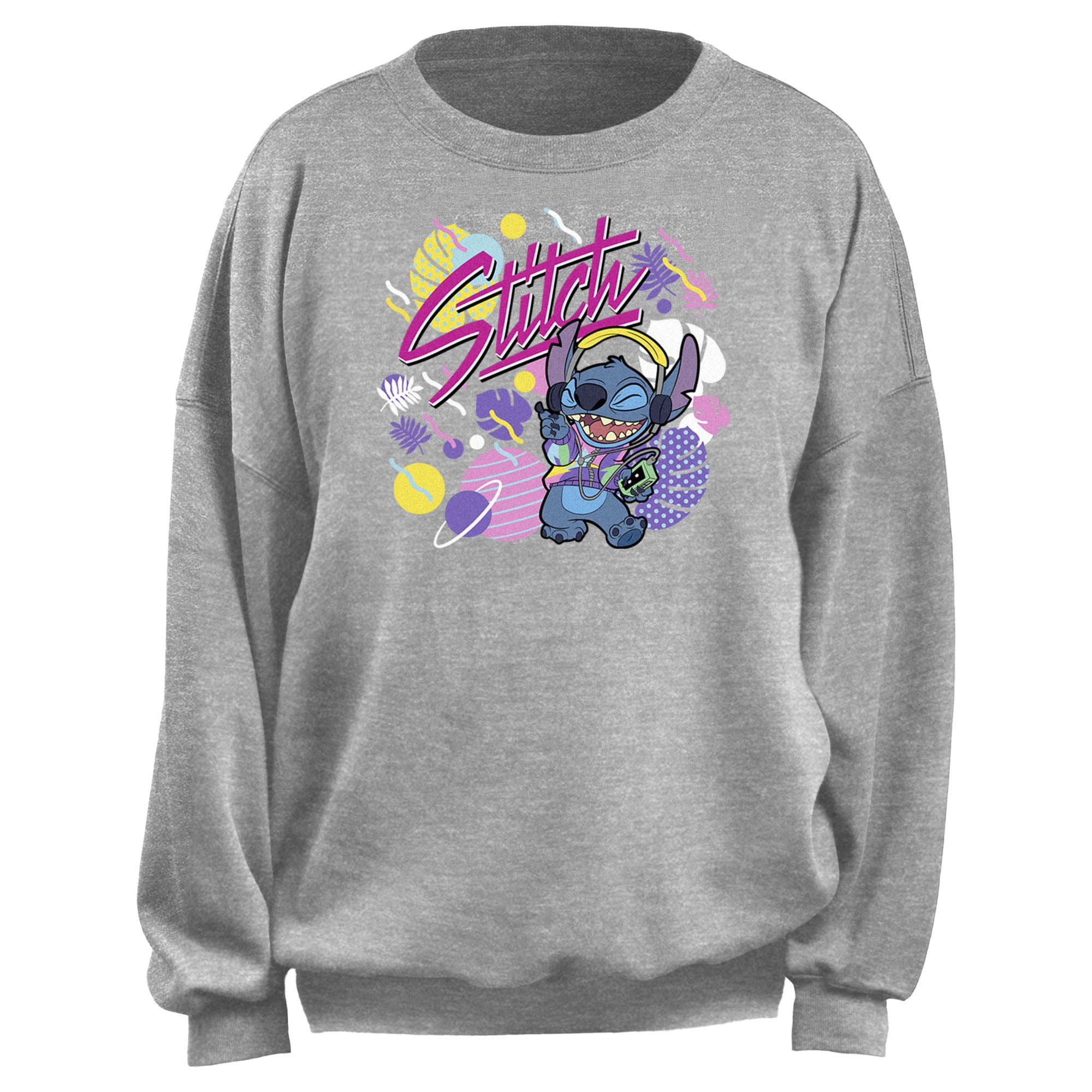 Junior's Lilo & Stitch Colorful 90s Retro Stitch Sweatshirt Heather ...