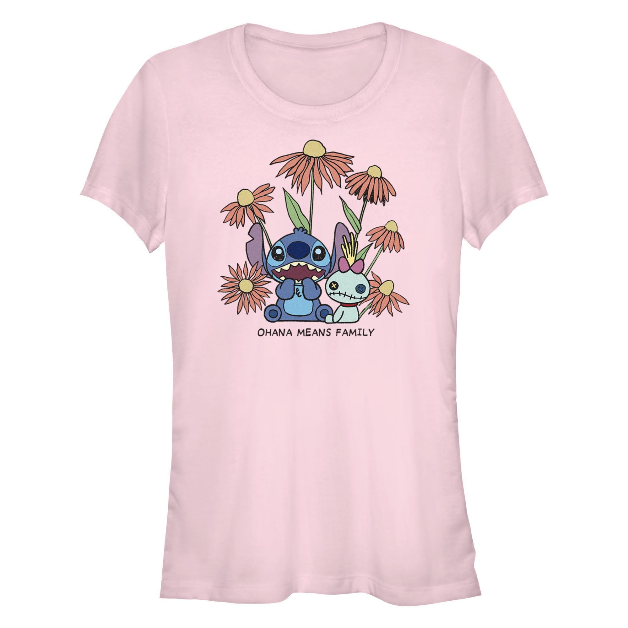Junior's Lilo & Stitch Floral Scrump and Stitch Graphic T-Shirt ...