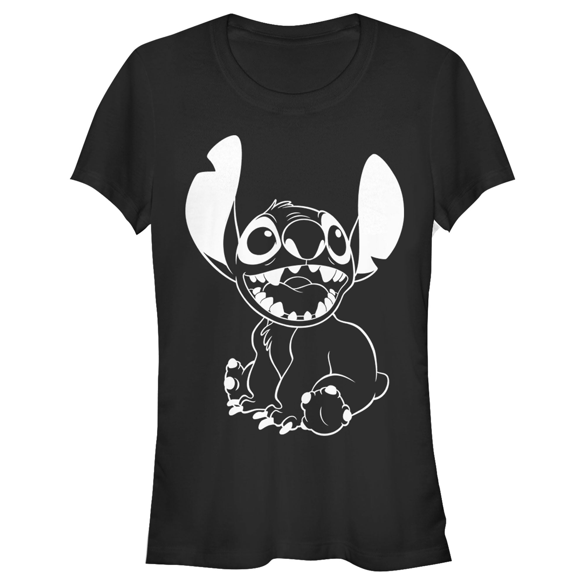 Junior's Lilo & Stitch Negative Black and White Graphic Tee Black Small ...
