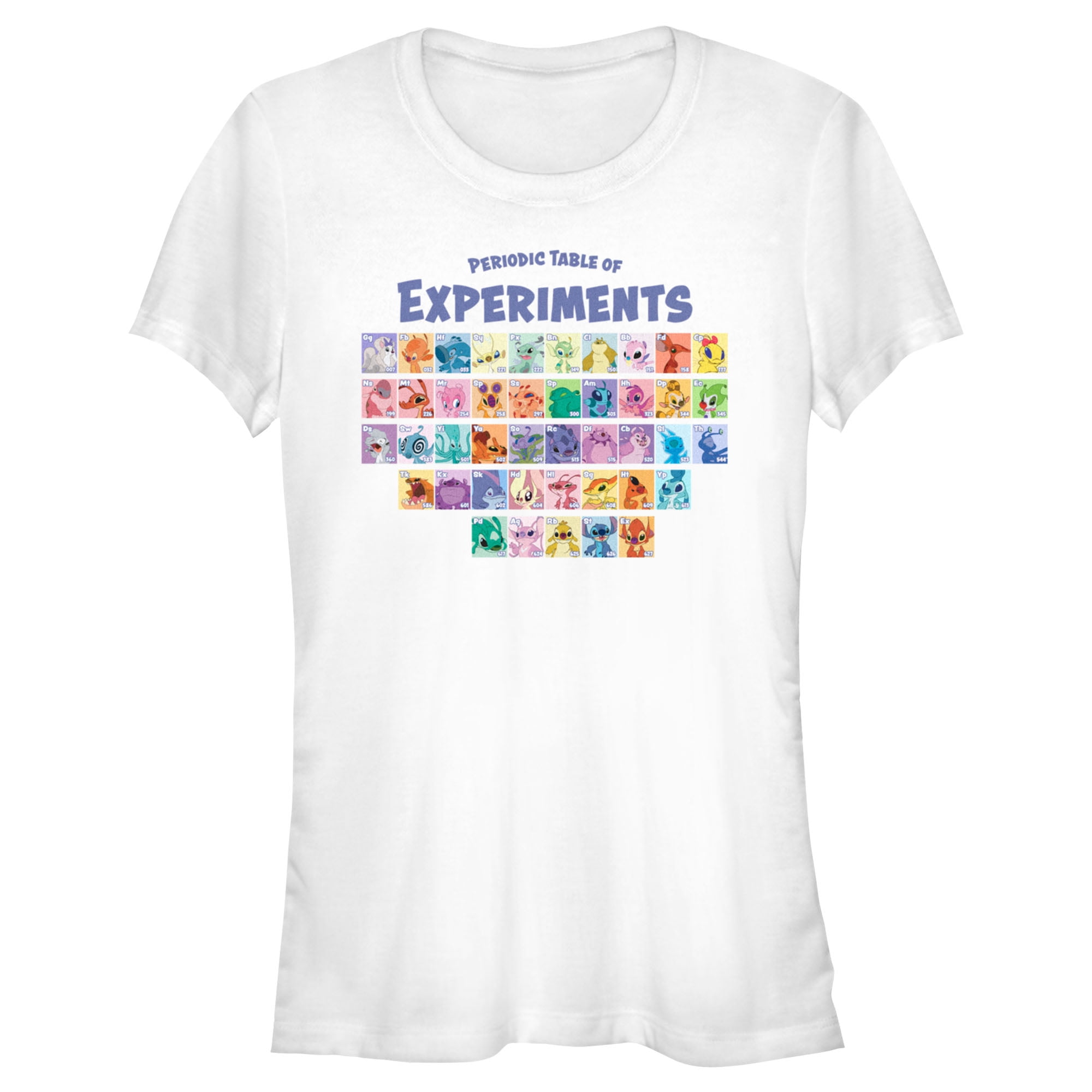 Junior's Lilo & Stitch Periodic Table of Experiments Graphic Tee White ...