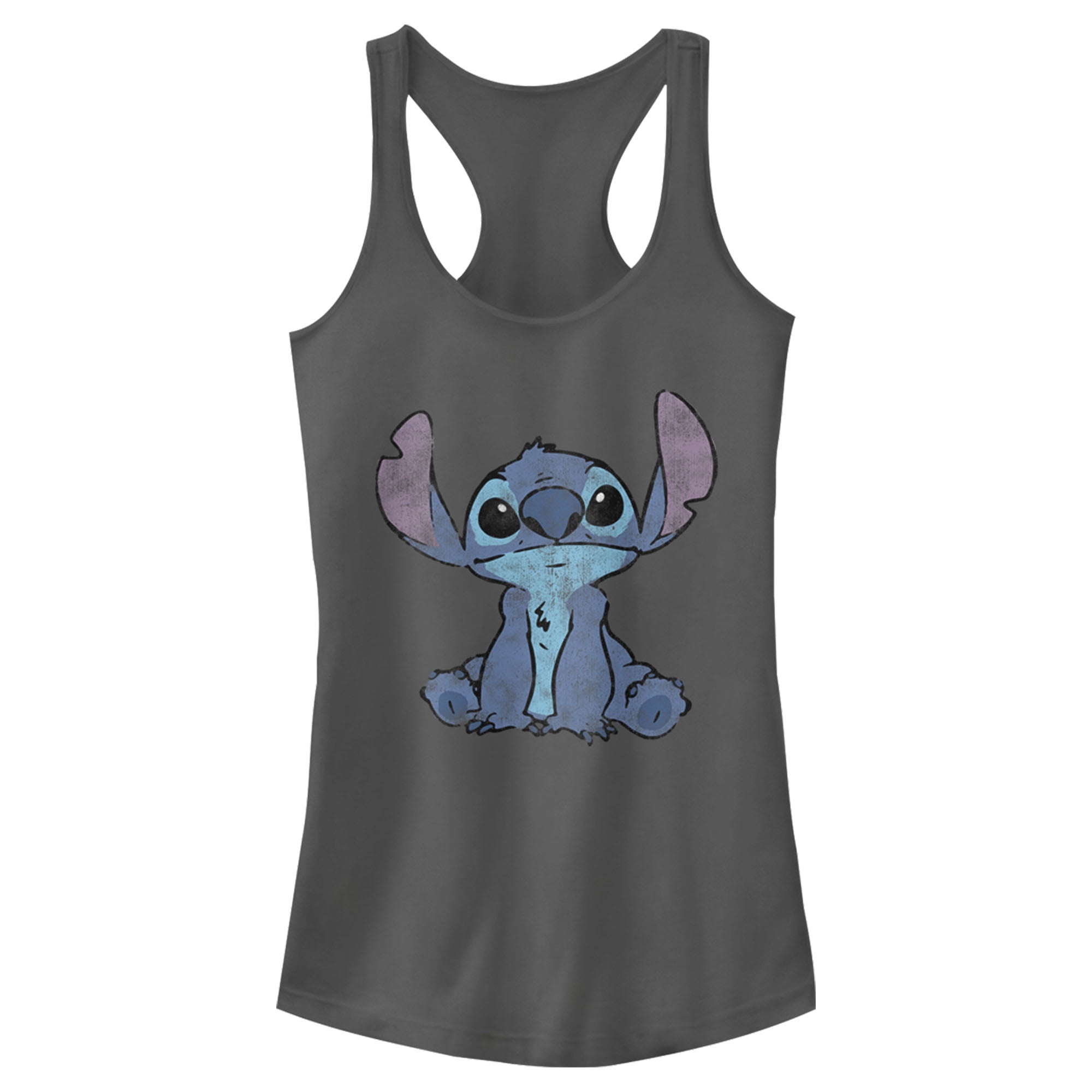 Junior's Lilo & Stitch Watercolor Stitch Racerback Tank Top Charcoal ...