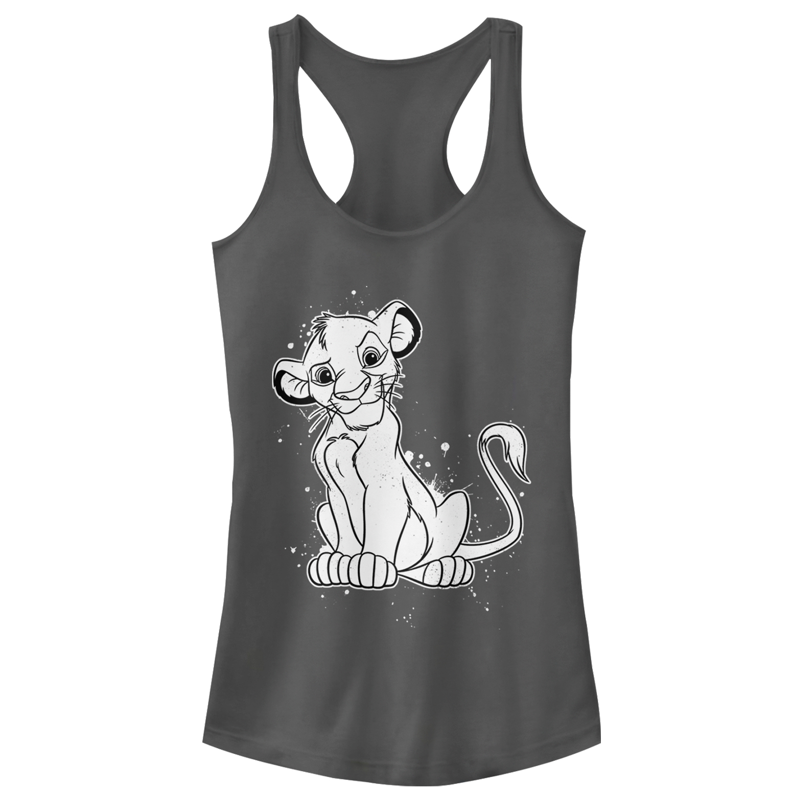 Junior's Lion King Simba Smirk Paint Splatter Print Racerback Tank Top ...