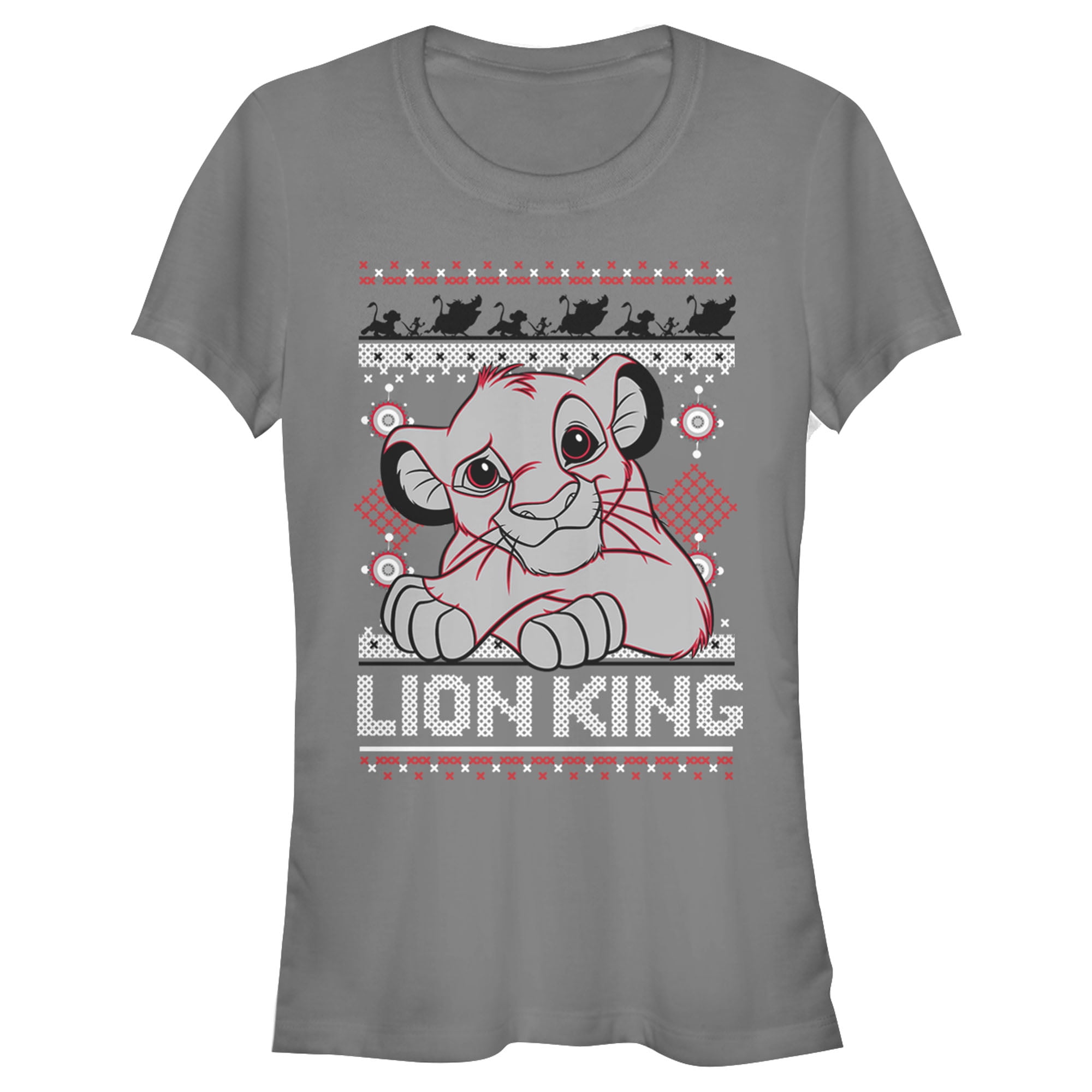 Junior's Lion King Ugly Christmas Simba Graphic Tee Charcoal Small ...