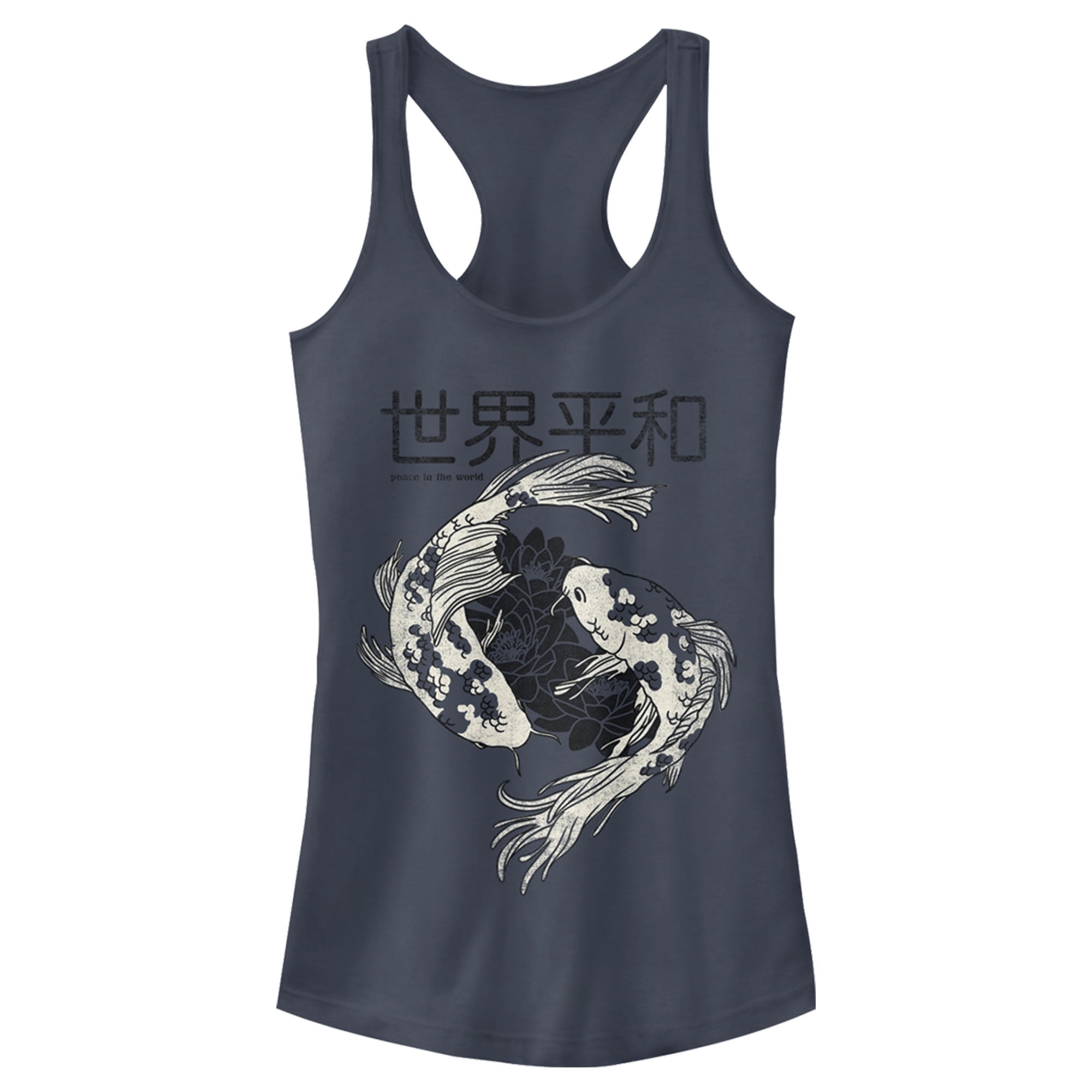 Junior's Lost Gods Peaceful Koi Fish Racerback Tank Top Indigo Small ...