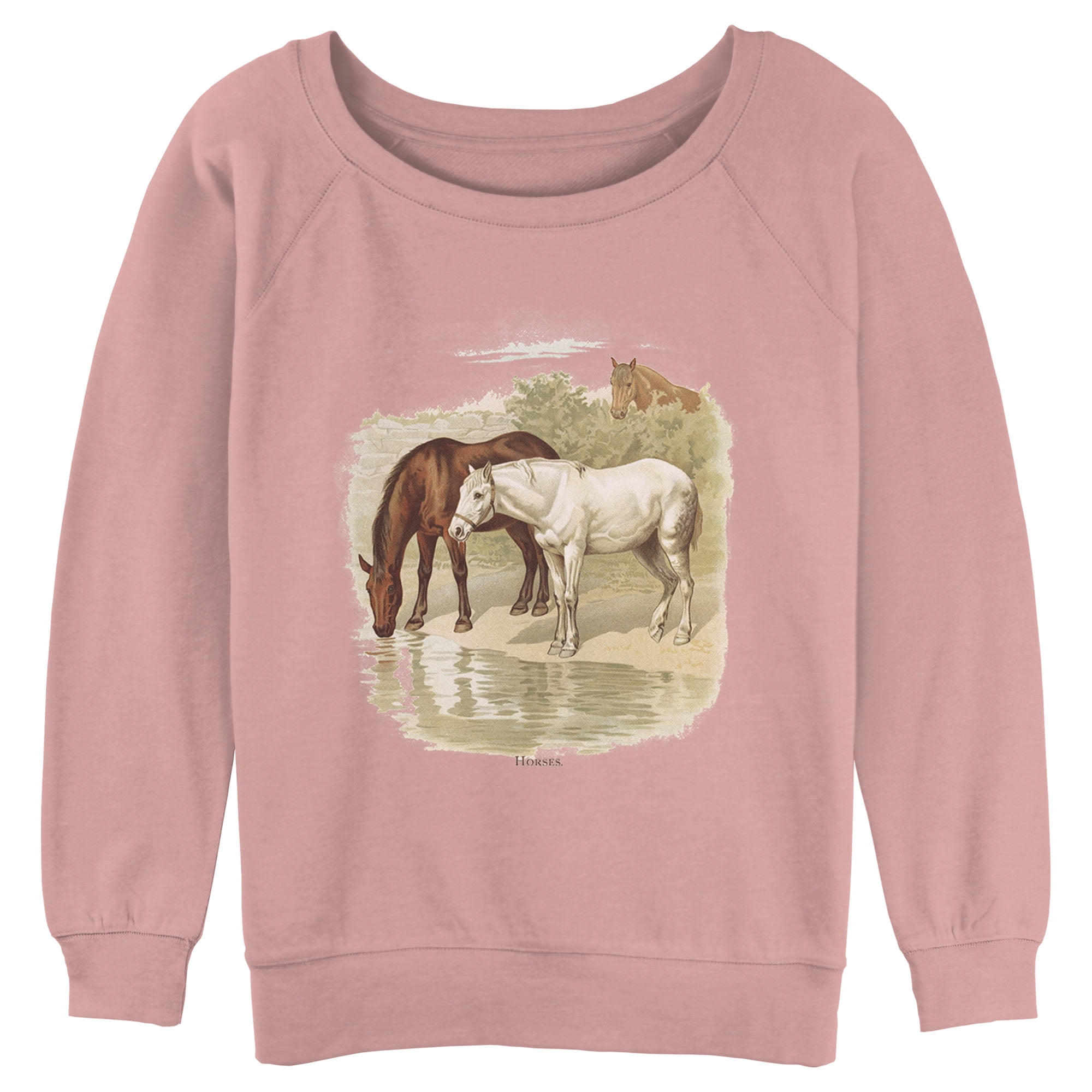 Junior's Lost Gods Retro Horses Portrait Sweatshirt Desert Pink Large ...