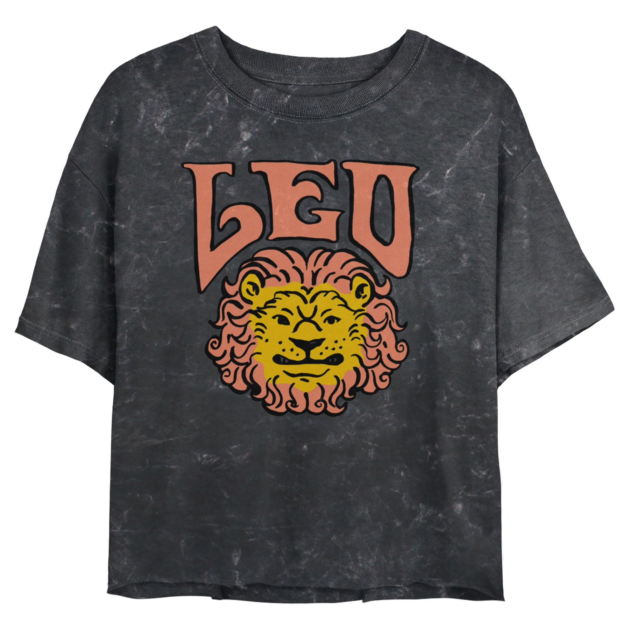 Junior's Lost Gods Zodiac Leo Art Symbol Graphic Crop T-Shirt Black ...
