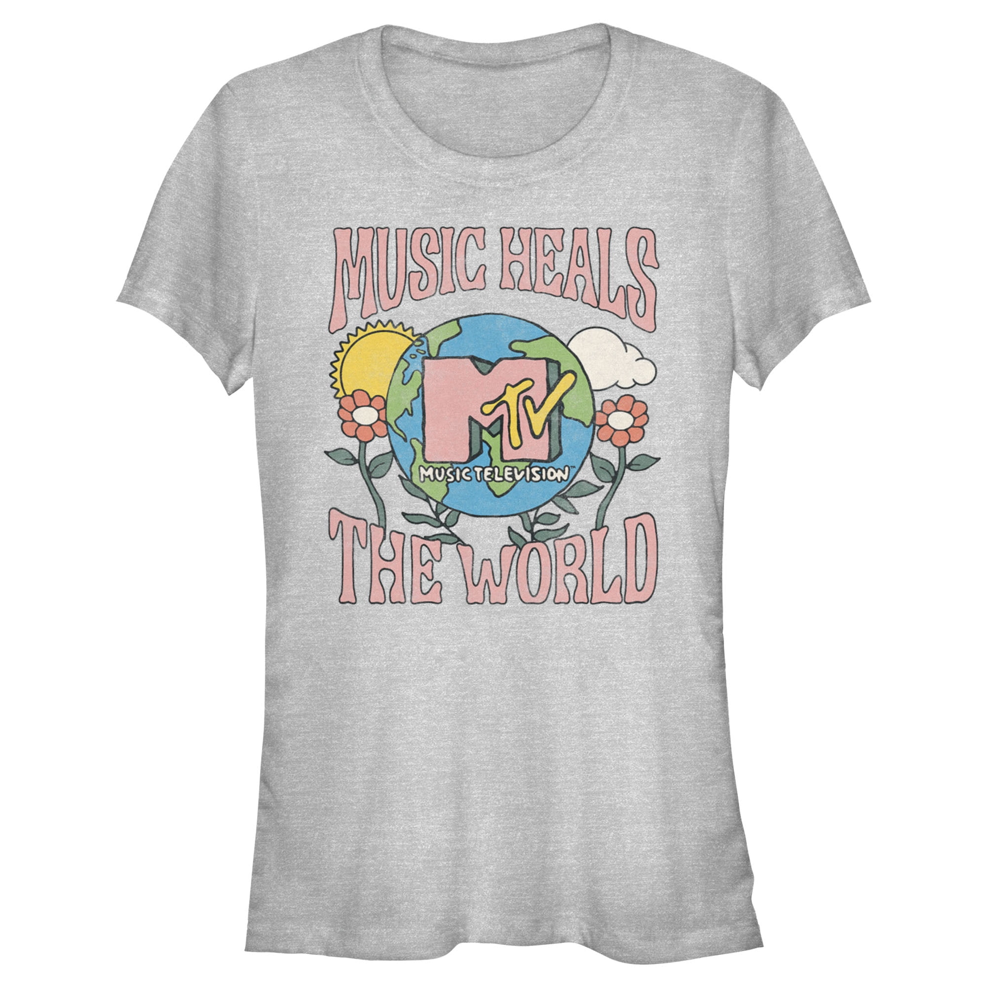 Junior's MTV Music Heals the World Graphic Tee Athletic Heather X Large ...
