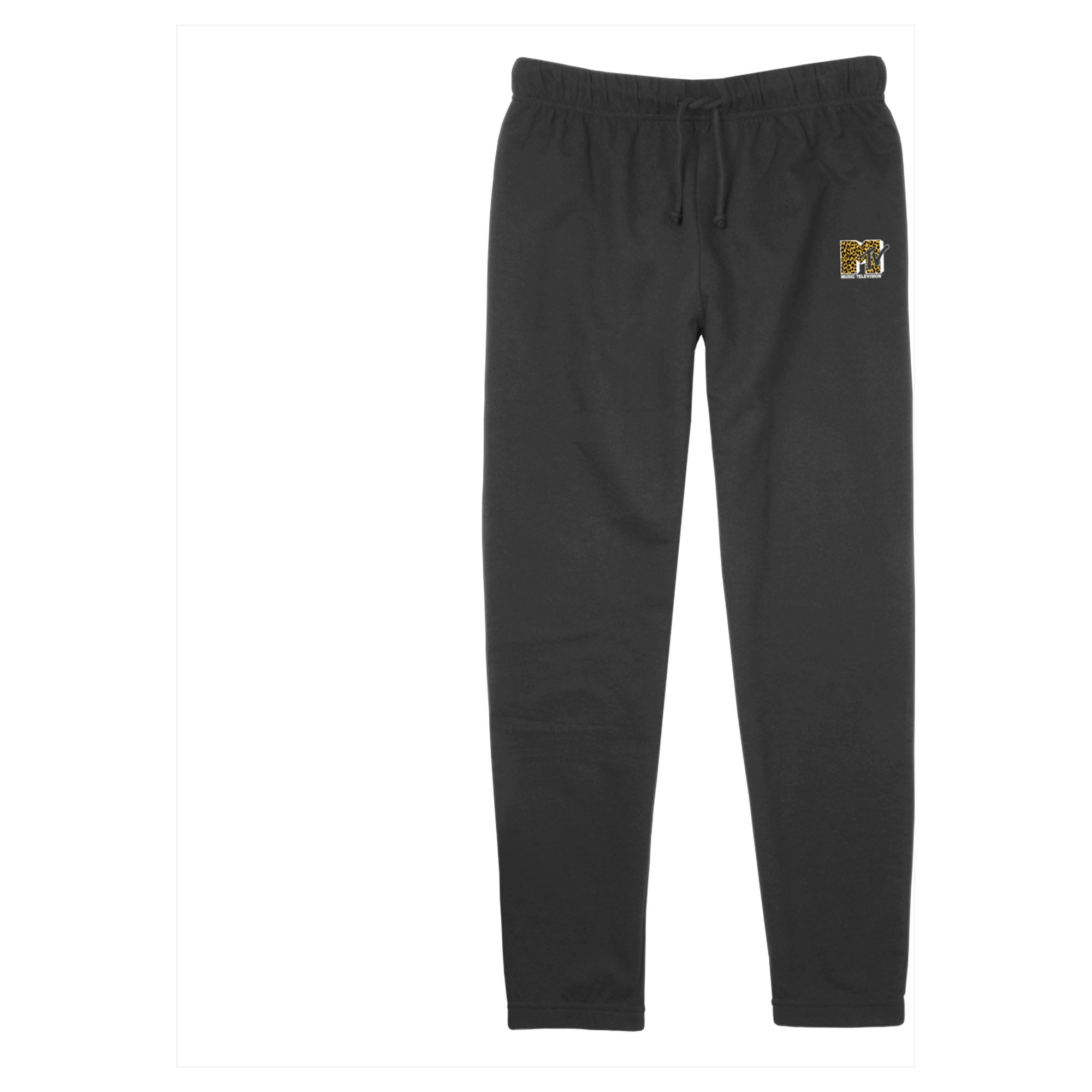 Junior's MTV Small Cheetah Print Logo Jogger Sweatpants Black Large ...