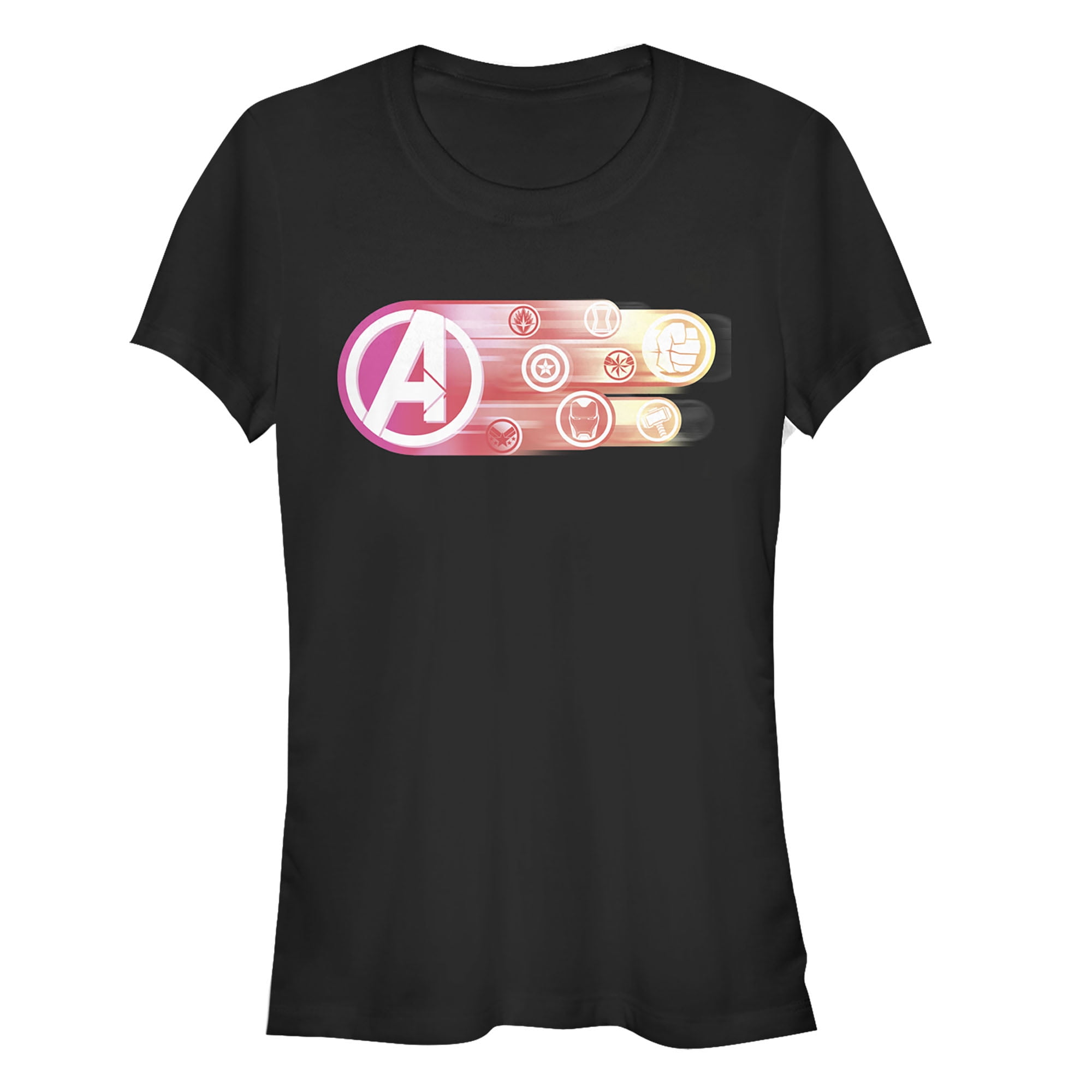 Junior's Marvel Avengers: Endgame Logo Swipe Button Graphic Tee Black ...