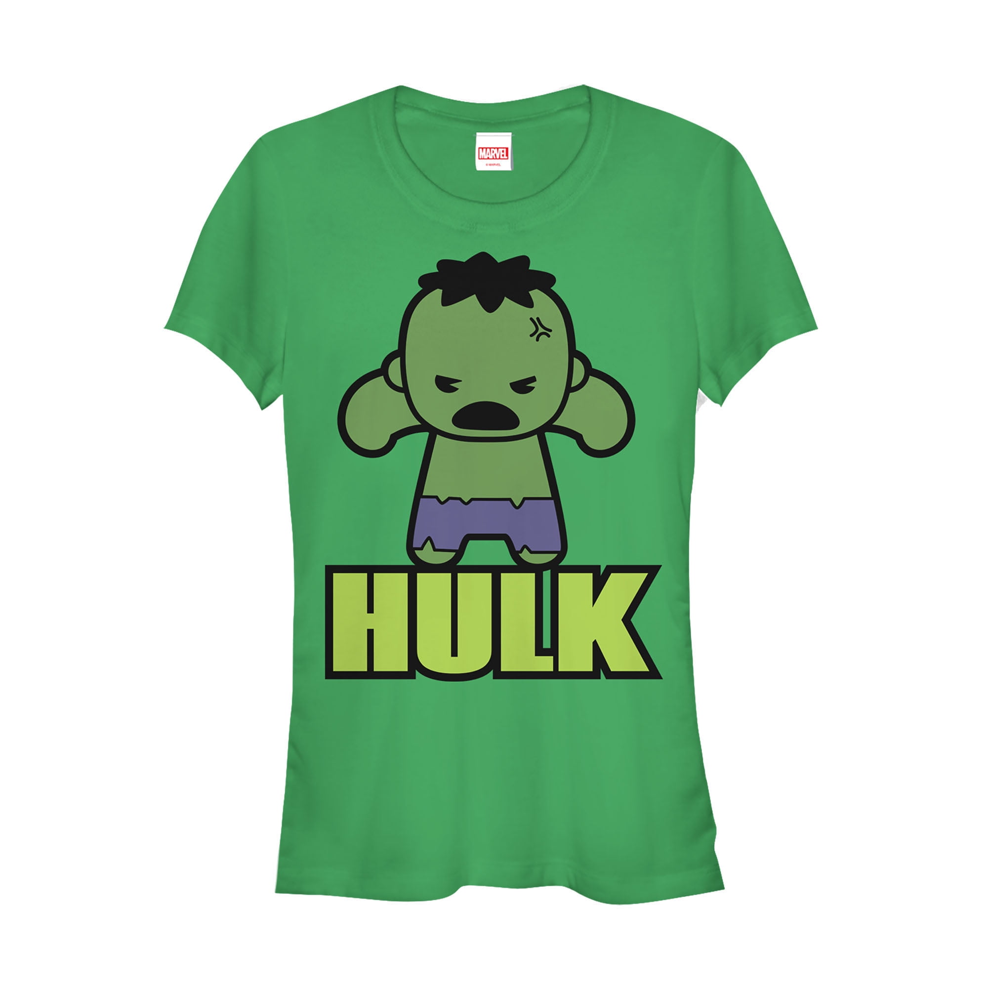 Junior's Marvel Cartoon Kawaii Hulk Graphic Tee Kelly Green Medium ...