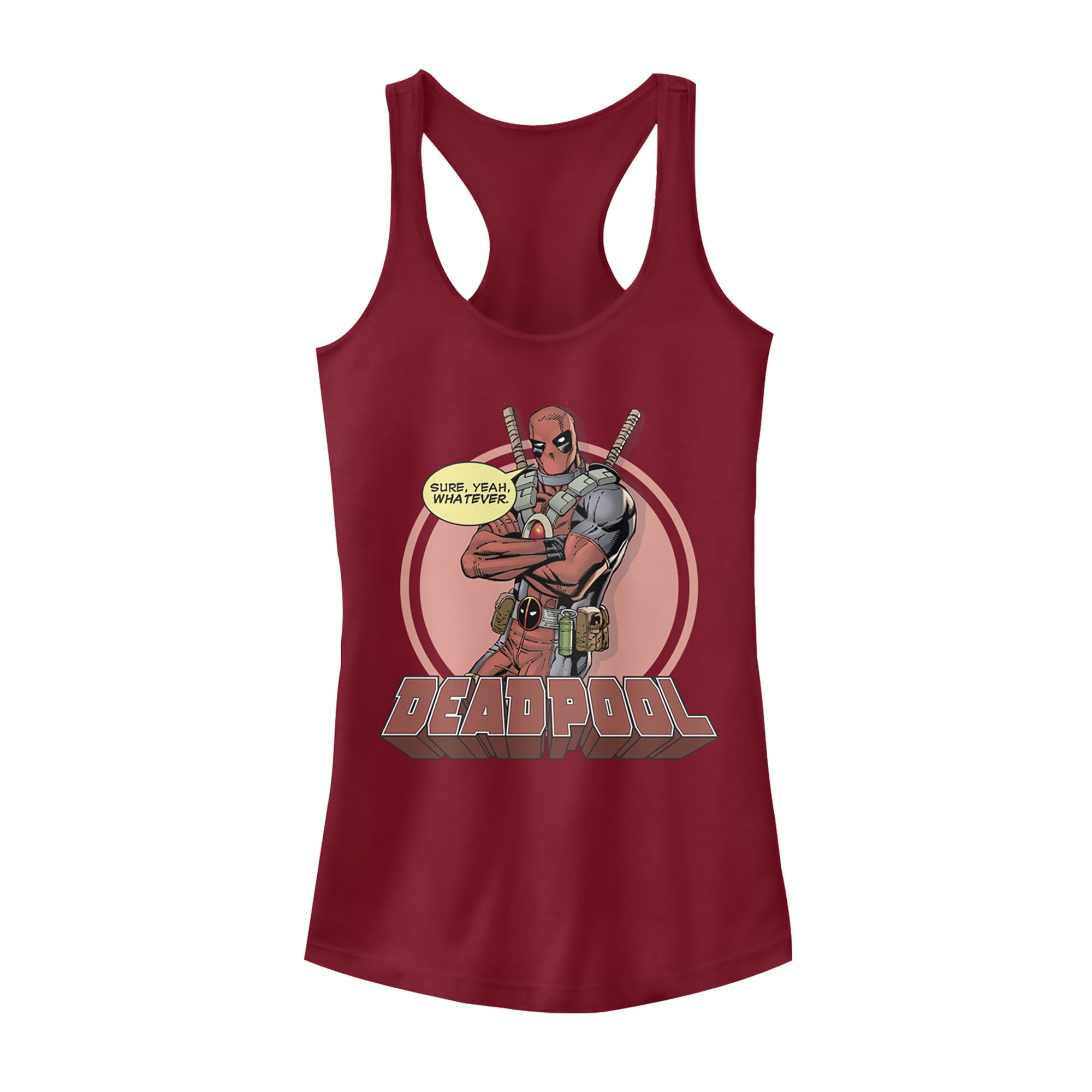 Junior's Marvel Deadpool Whatever Racerback Tank Top Scarlet X Large ...