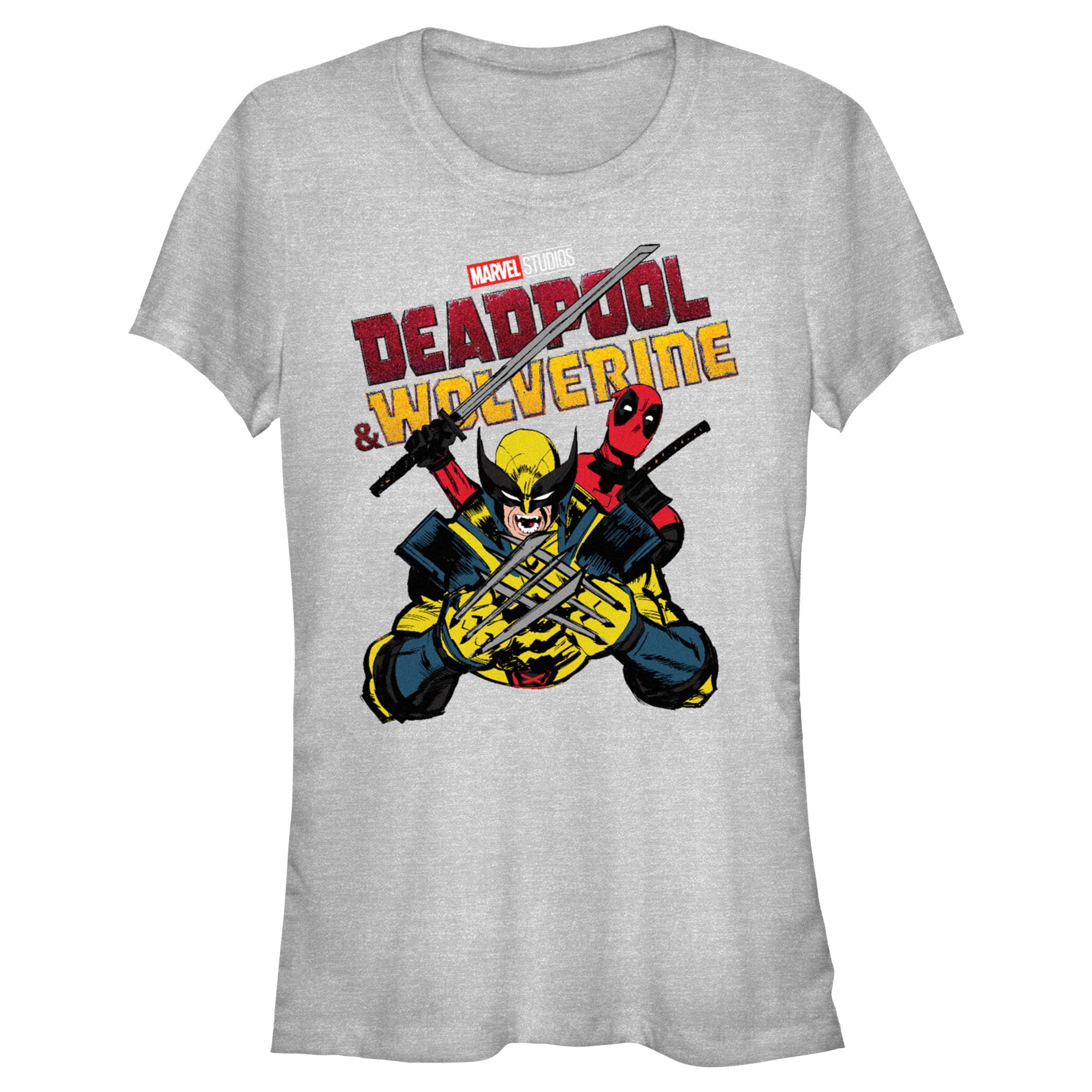 Junior's Marvel: Deadpool & Wolverine Fighting Pose Graphic T-Shirt ...