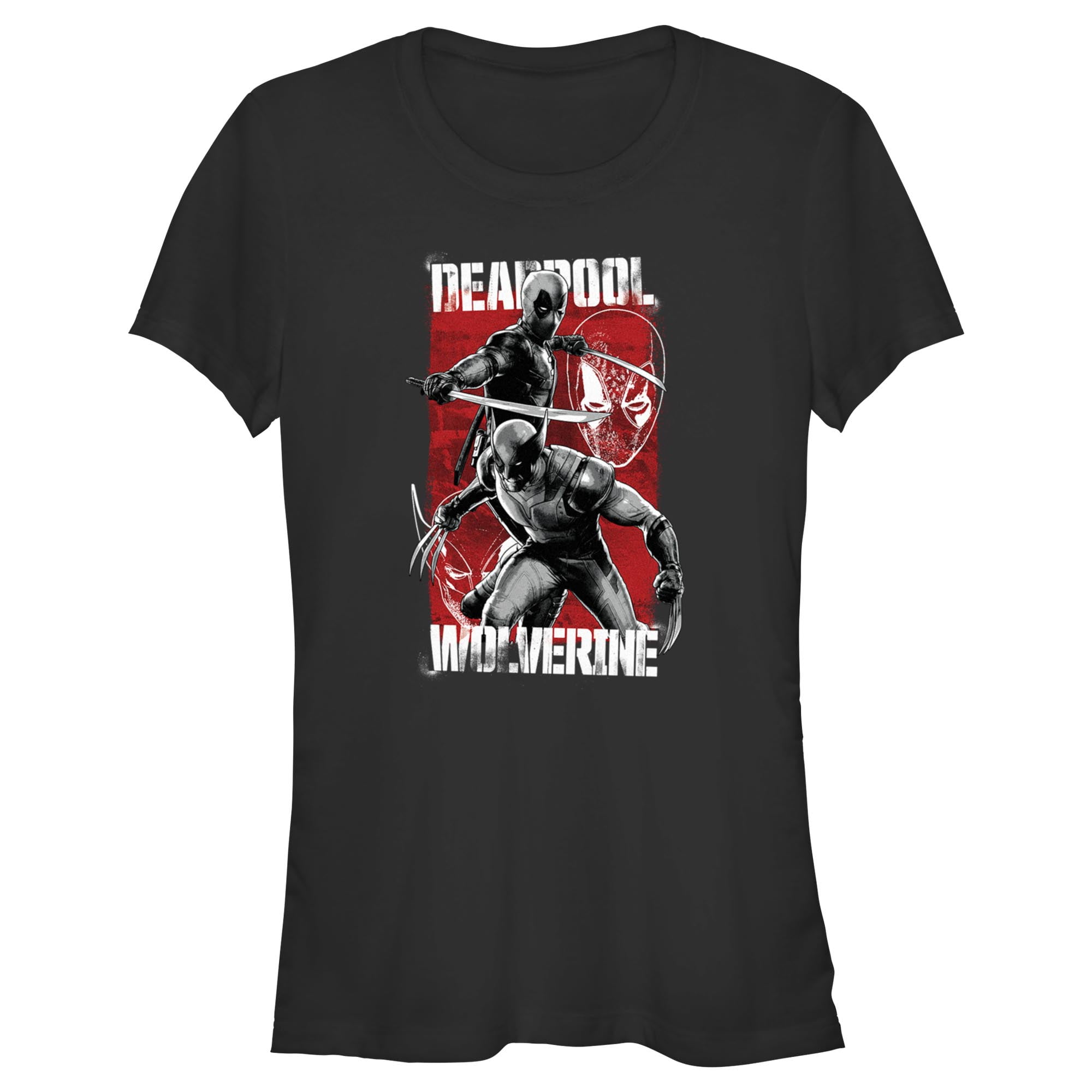Junior's Marvel: Deadpool & Wolverine Grayscale Poses Graphic T-Shirt ...
