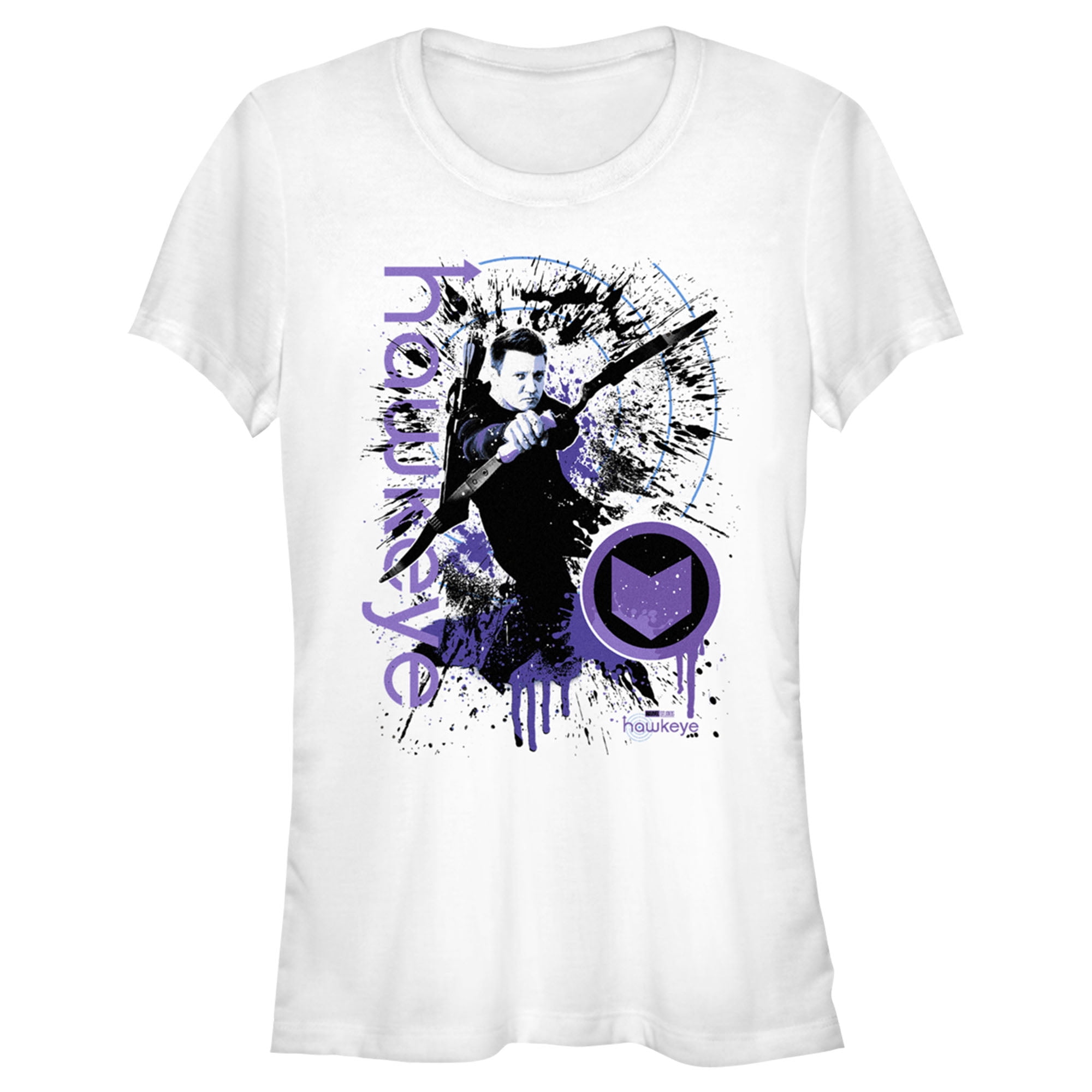 Junior's Marvel Hawkeye Clint Barton Bow Ready Paint Splatter Graphic ...
