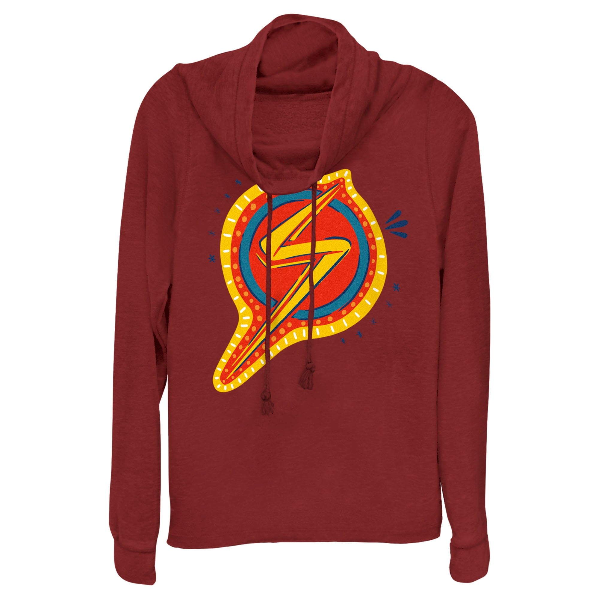 Junior's Marvel Ms Marvel Decorative Symbol Cowl Neck - Walmart.com