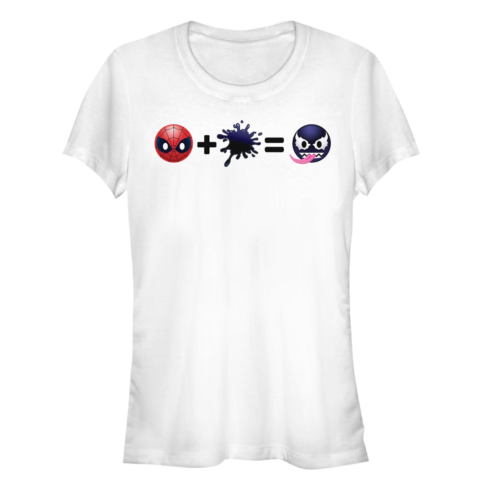 Junior's Marvel Spider-Man Venom Emoticon Math Graphic Tee White Small ...