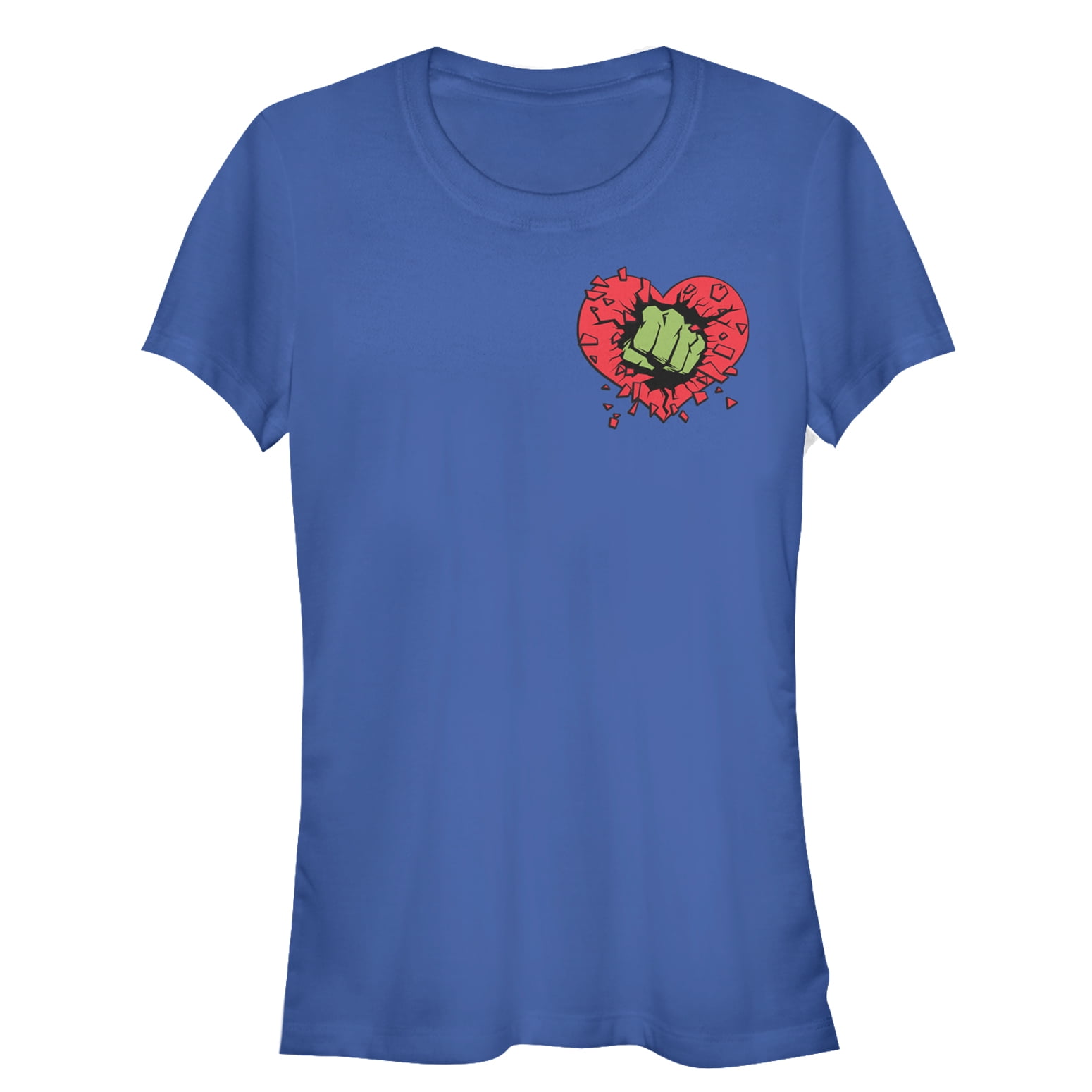 Junior's Marvel Valentine's Day Hulk Heart Smash Graphic Tee Royal Blue ...