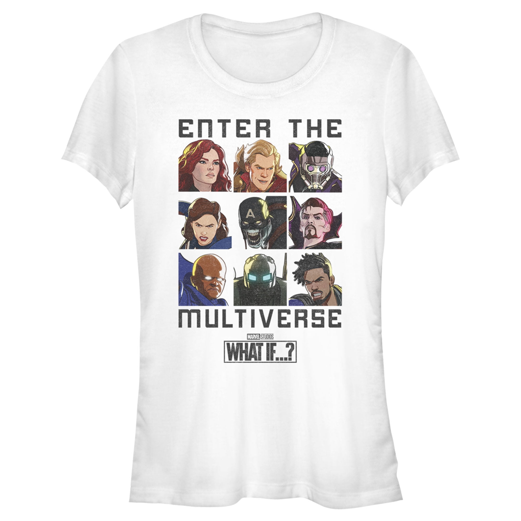 Junior's Marvel What if…? Enter the Multiverse Graphic Tee White Large ...