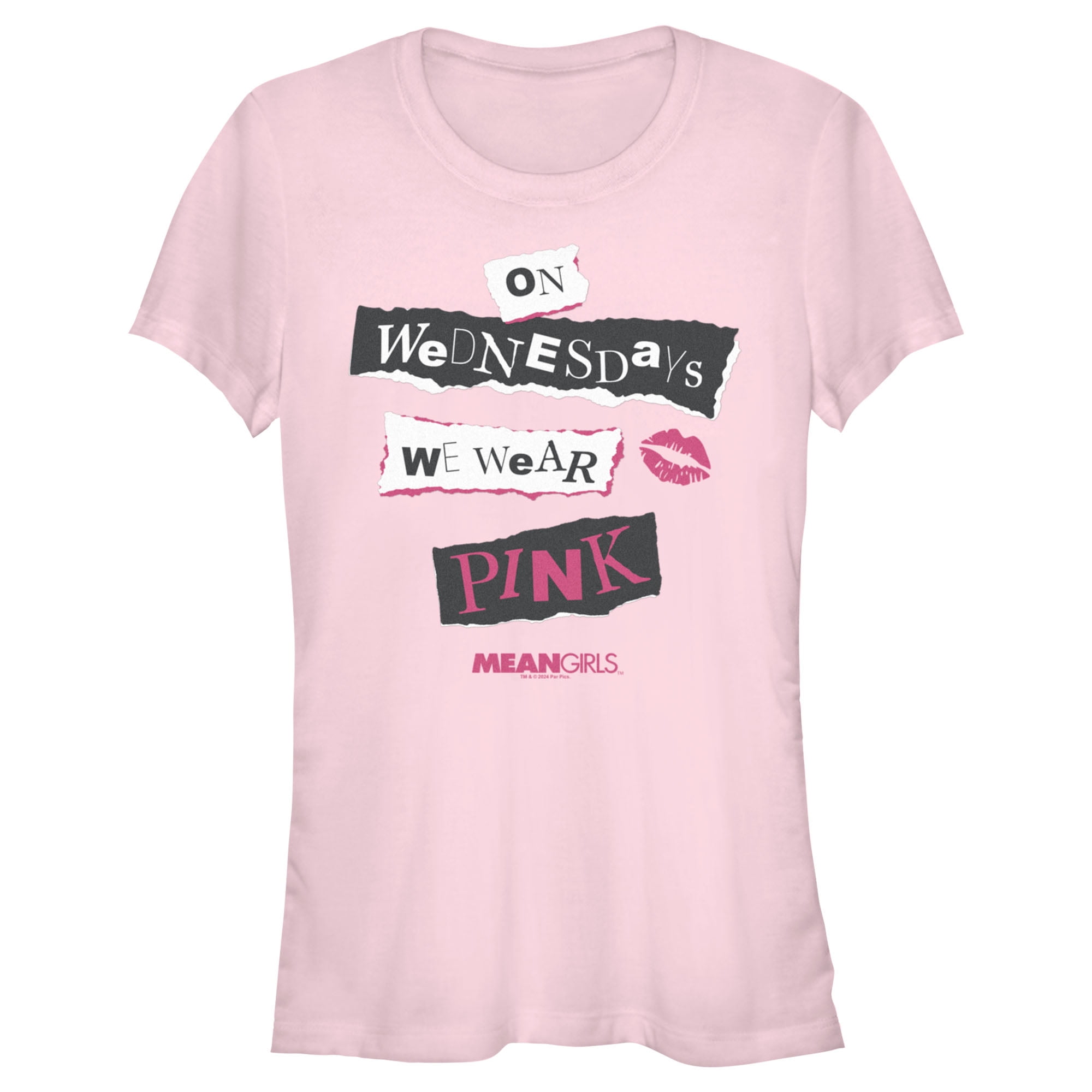 Junior's Mean Girls On Wednesdays We Wear Pink Burn Book Graphic Tee ...