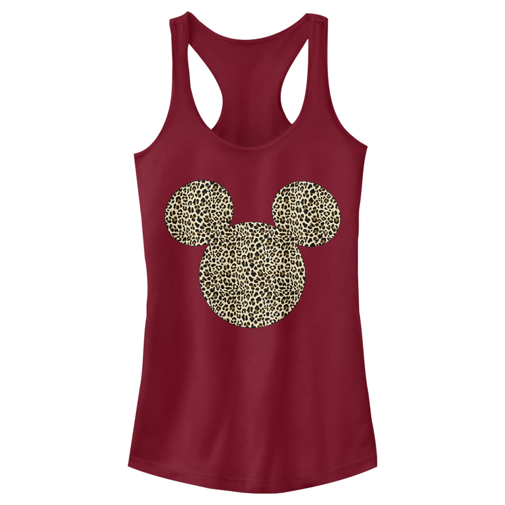 Junior's Mickey & Friends Cheetah Print Mickey Mouse Logo Racerback ...