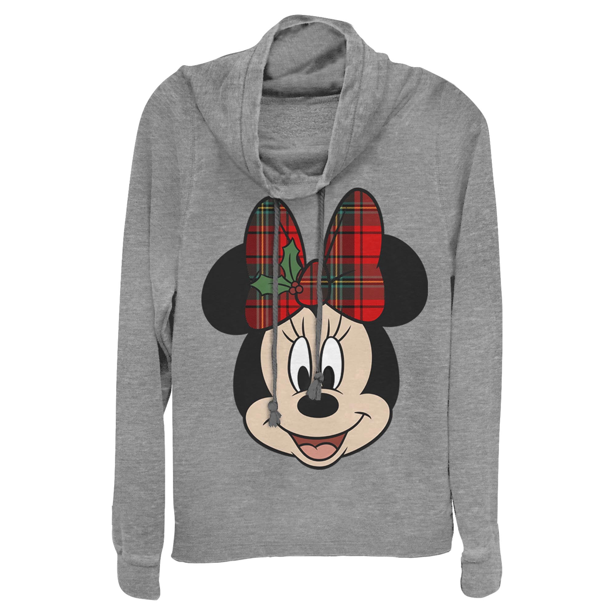 Junior's Mickey & Friends Christmas Minnie Mouse Holly Plaid Bow Cowl ...
