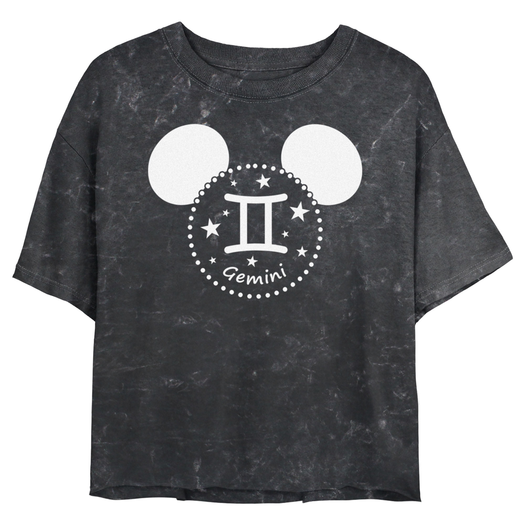 Junior's Mickey & Friends Gemini Mousey Silhouette Graphic Crop T-Shirt ...