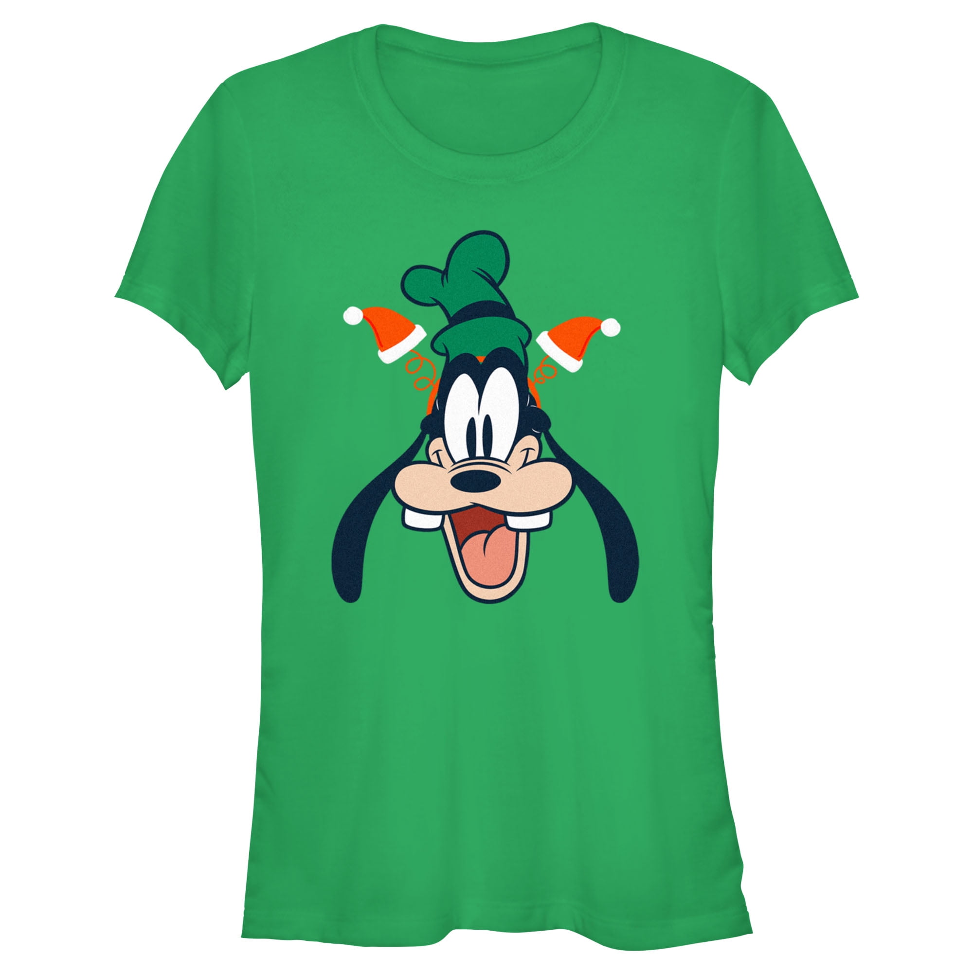 Junior's Mickey & Friends Goofy Christmas Ears Graphic Tee Kelly Green ...