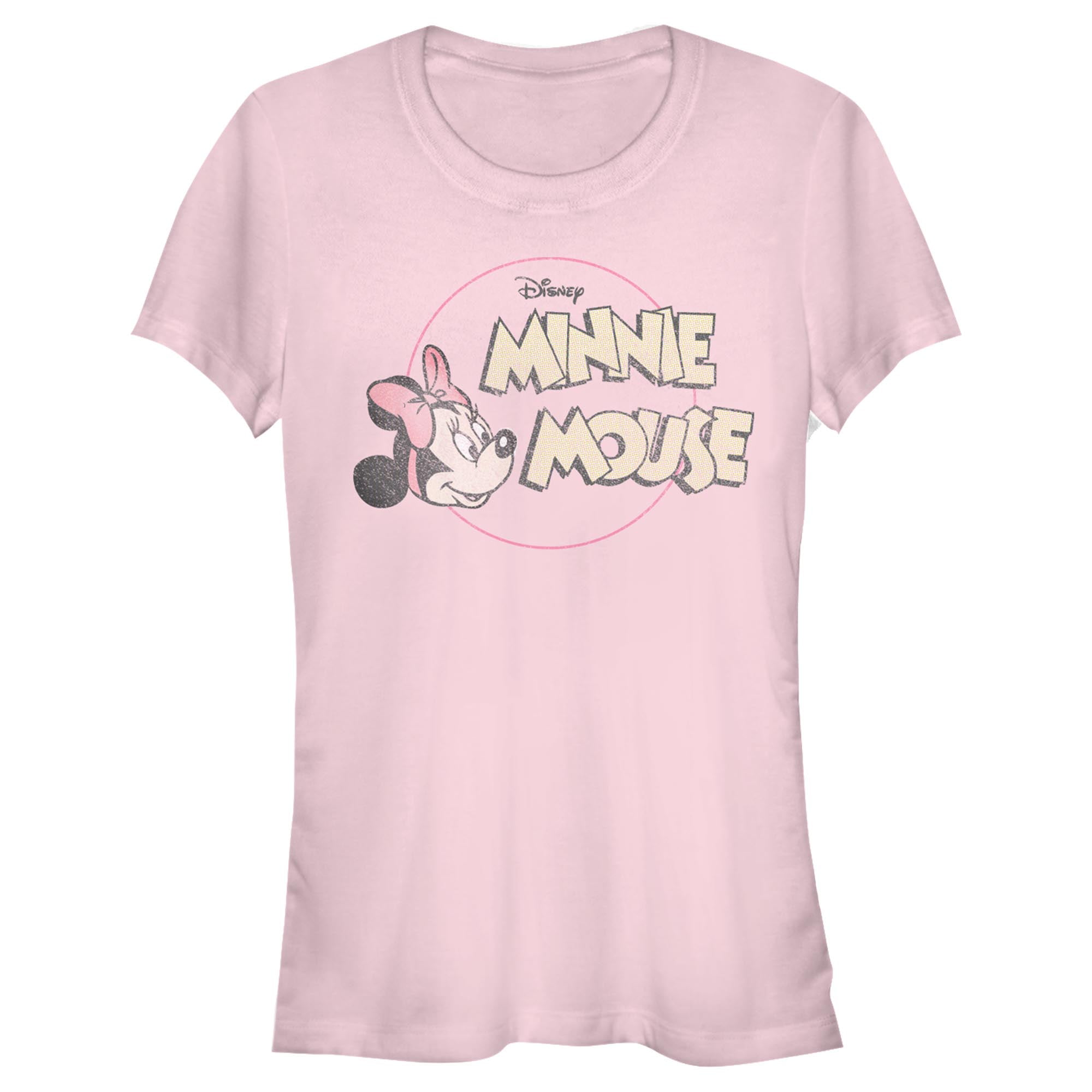 Junior's Mickey & Friends Minnie Mouse Distressed Logo Graphic T-Shirt ...