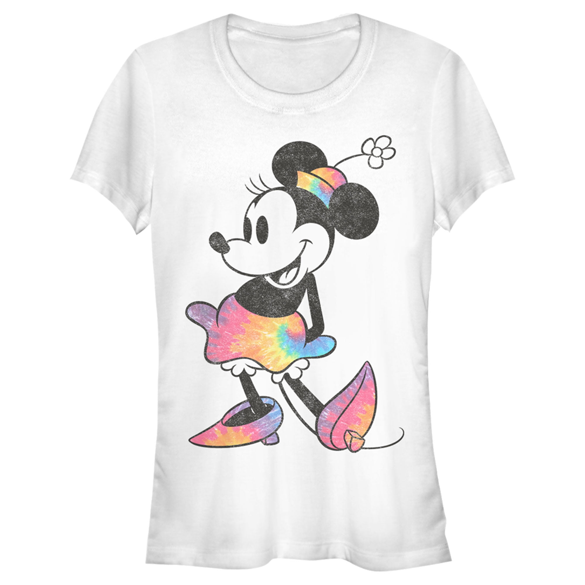 Junior's Mickey & Friends Rainbow Tie-Dye Minnie Mouse Graphic Tee ...