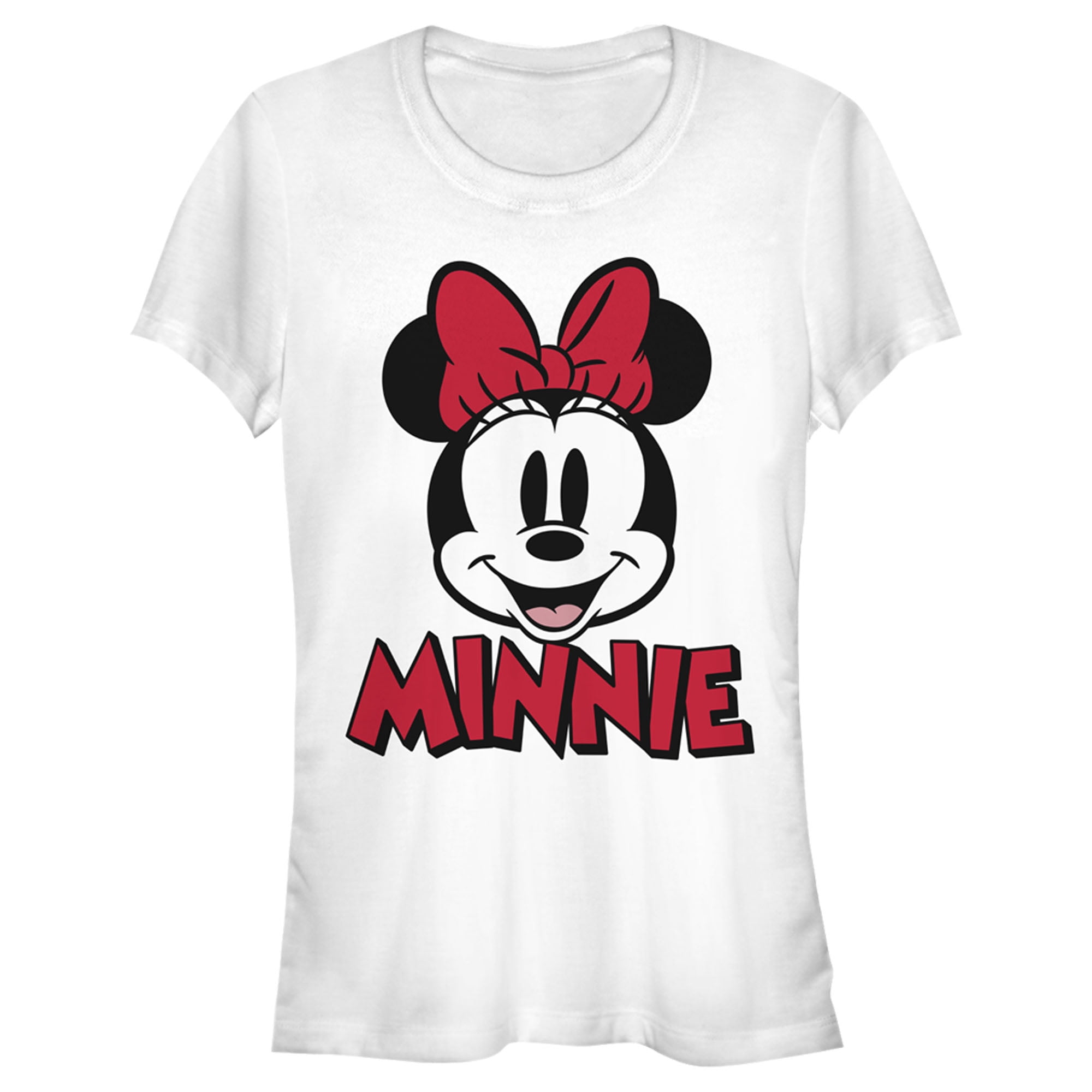 Junior's Mickey & Friends Retro Minnie Mouse Big Face Graphic Tee White ...