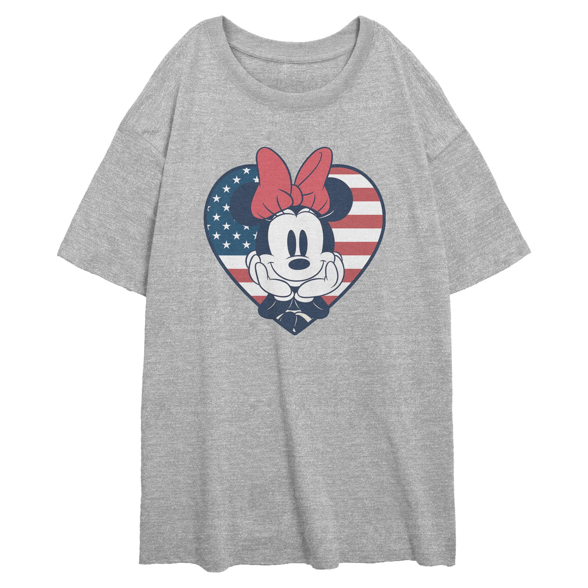 Junior's Minnie Mouse American Heart Graphic Oversized T-Shirt ...
