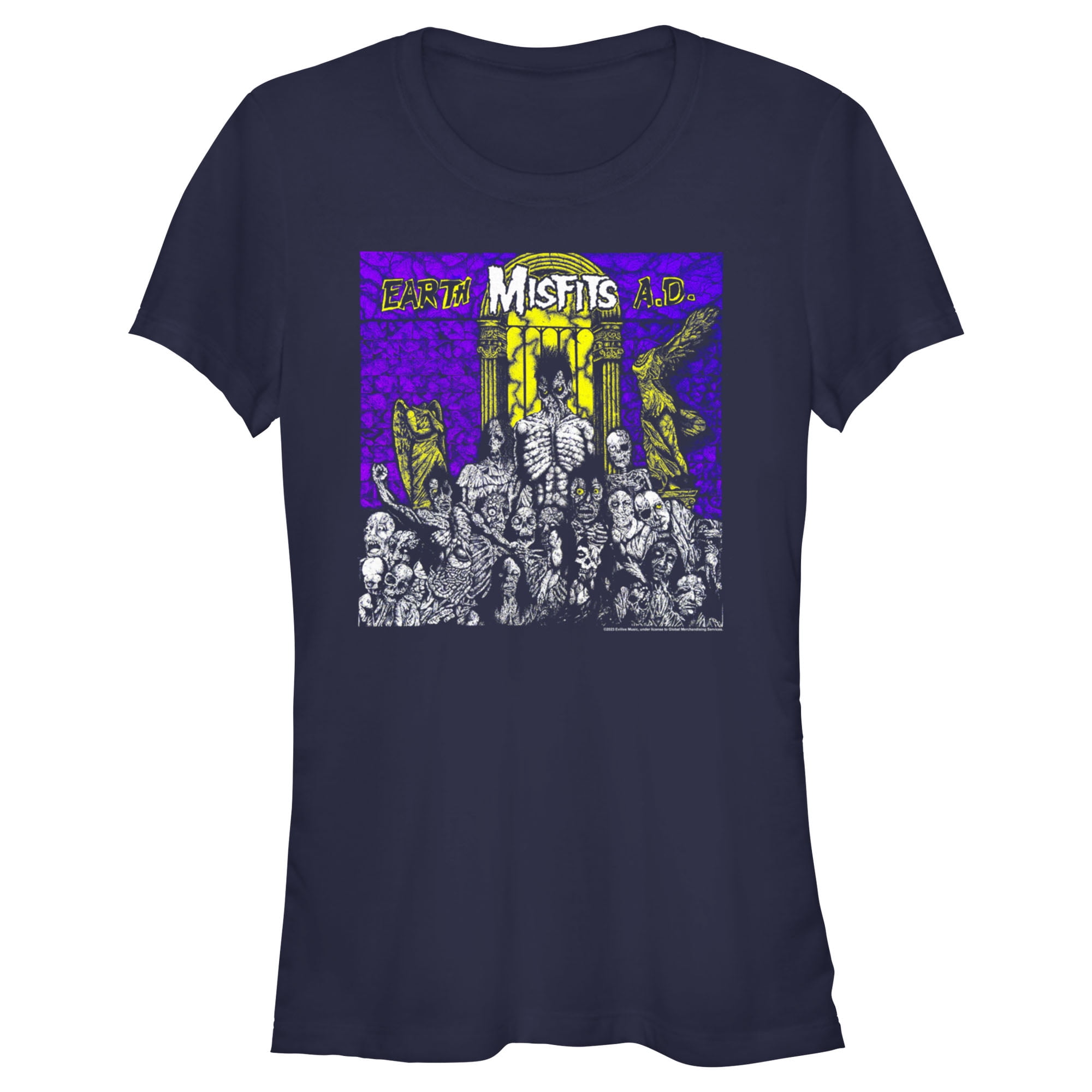 Junior's Misfits Earth A.D. Graphic Tee Navy Blue Small - Walmart ...