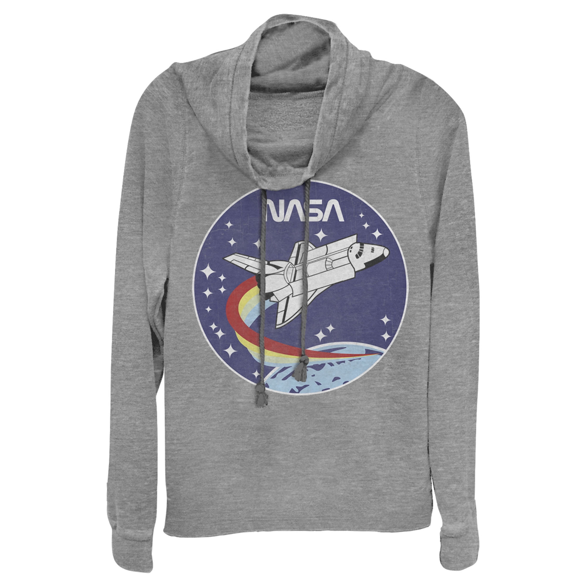 Junior's NASA Space Rocket Cowl Neck Sweatshirt Gray Heather Small ...