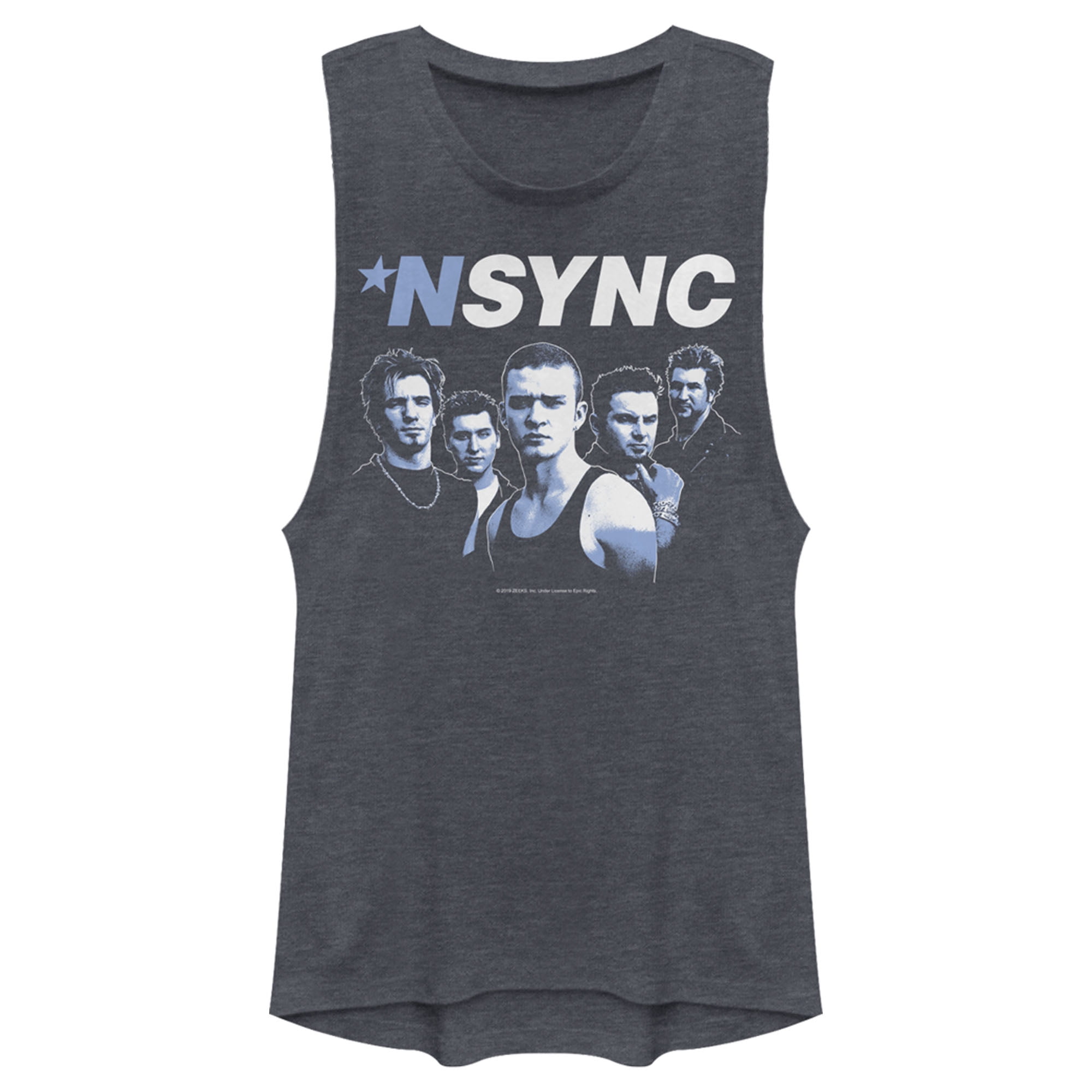 Junior's NSYNC Attitude Pose Festival Muscle Graphic Tee Denim Blue ...