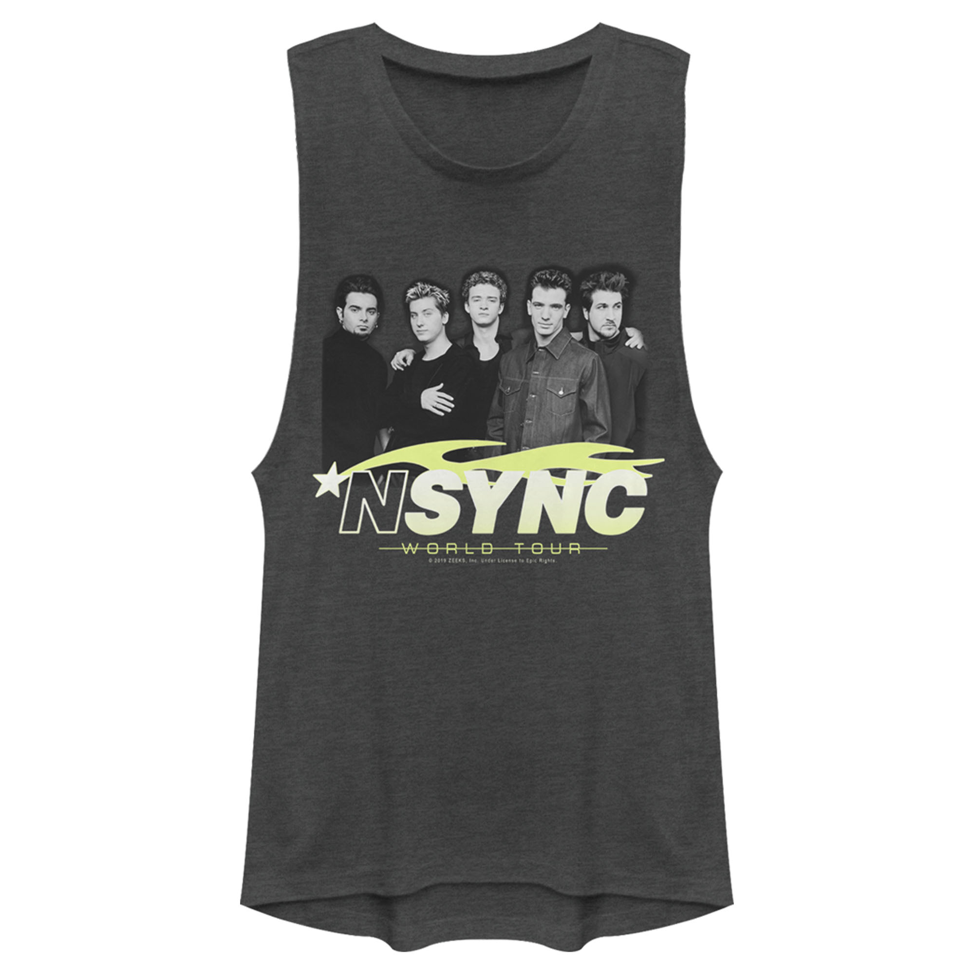 Junior's NSYNC World Tour Poster Festival Muscle Graphic Tee Charcoal ...