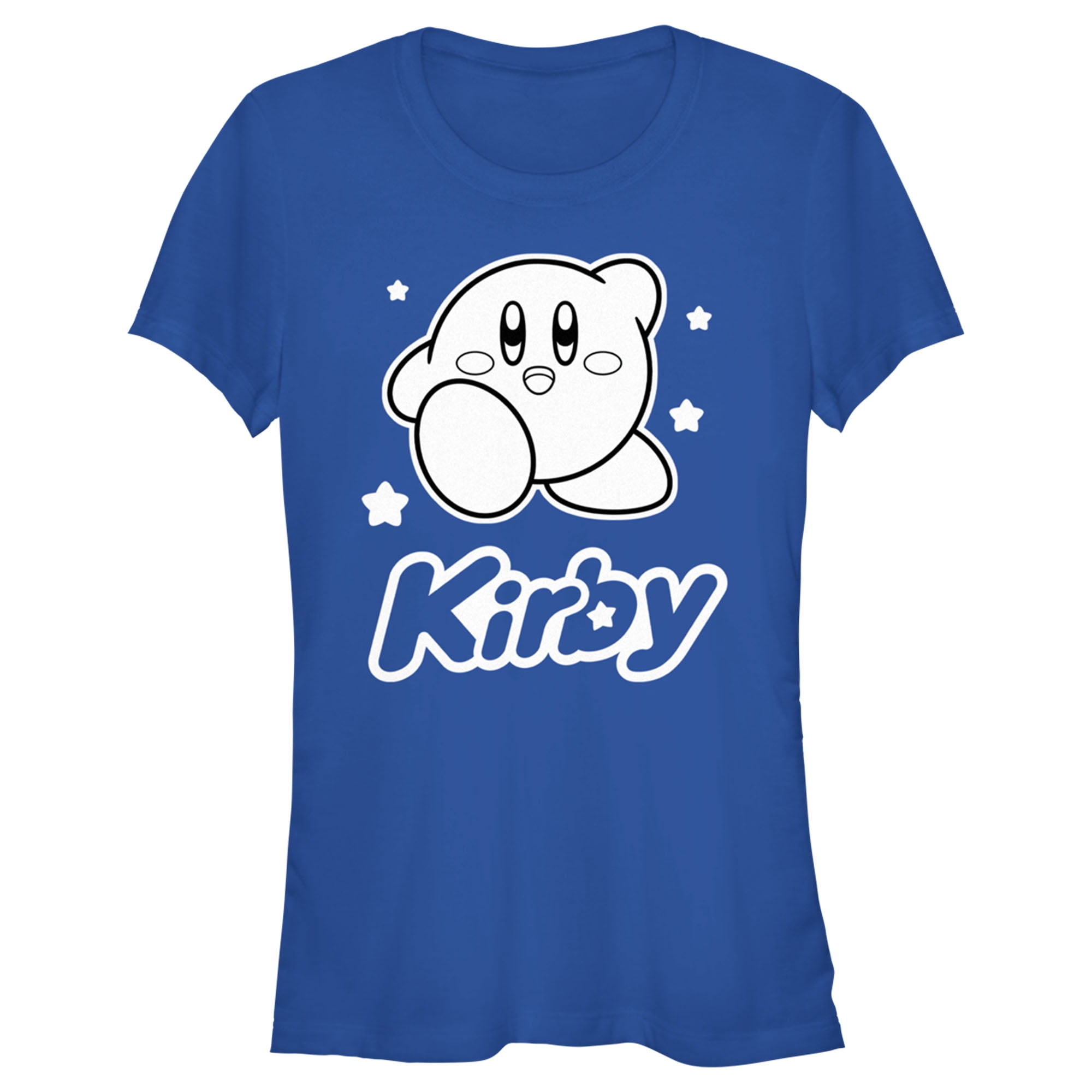 Junior's Nintendo Kirby Black and White Portrait Graphic Tee Royal Blue ...
