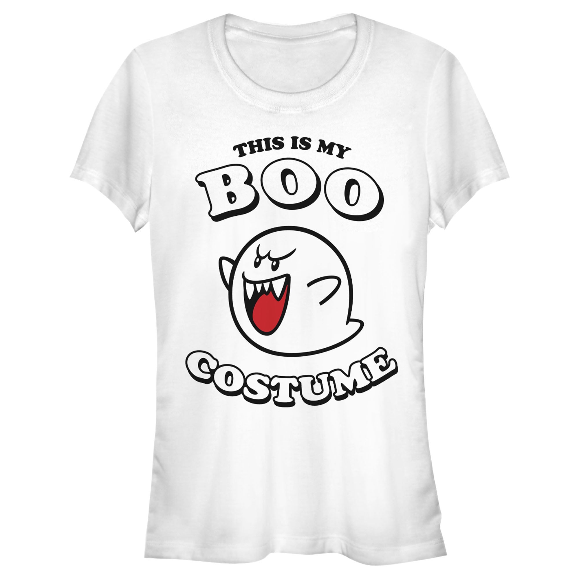 Junior's Nintendo Mario Boo Costume Graphic Tee White Large - Walmart.com