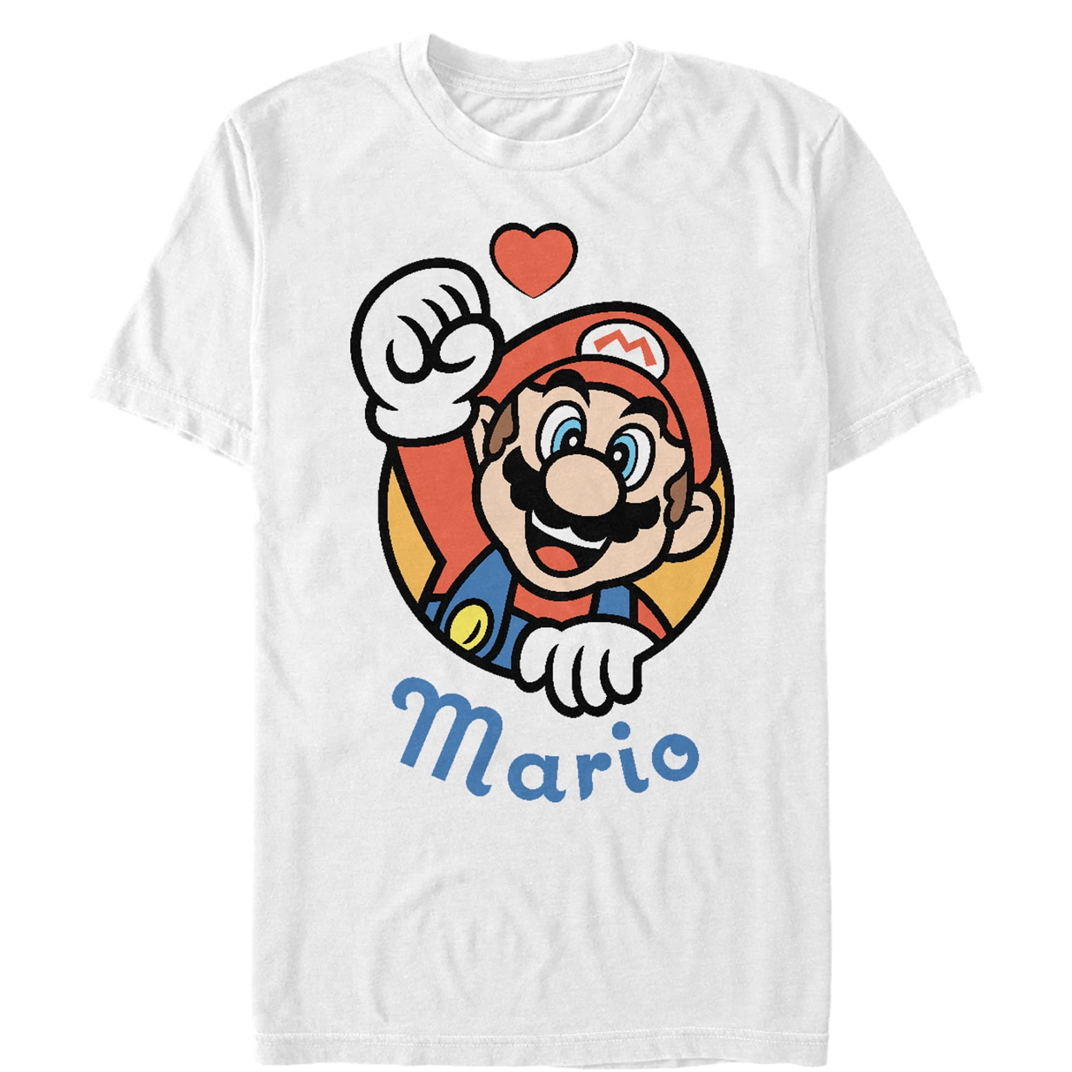 Men's Nintendo Mario Heart Portrait Graphic Tee White Large - Walmart.com