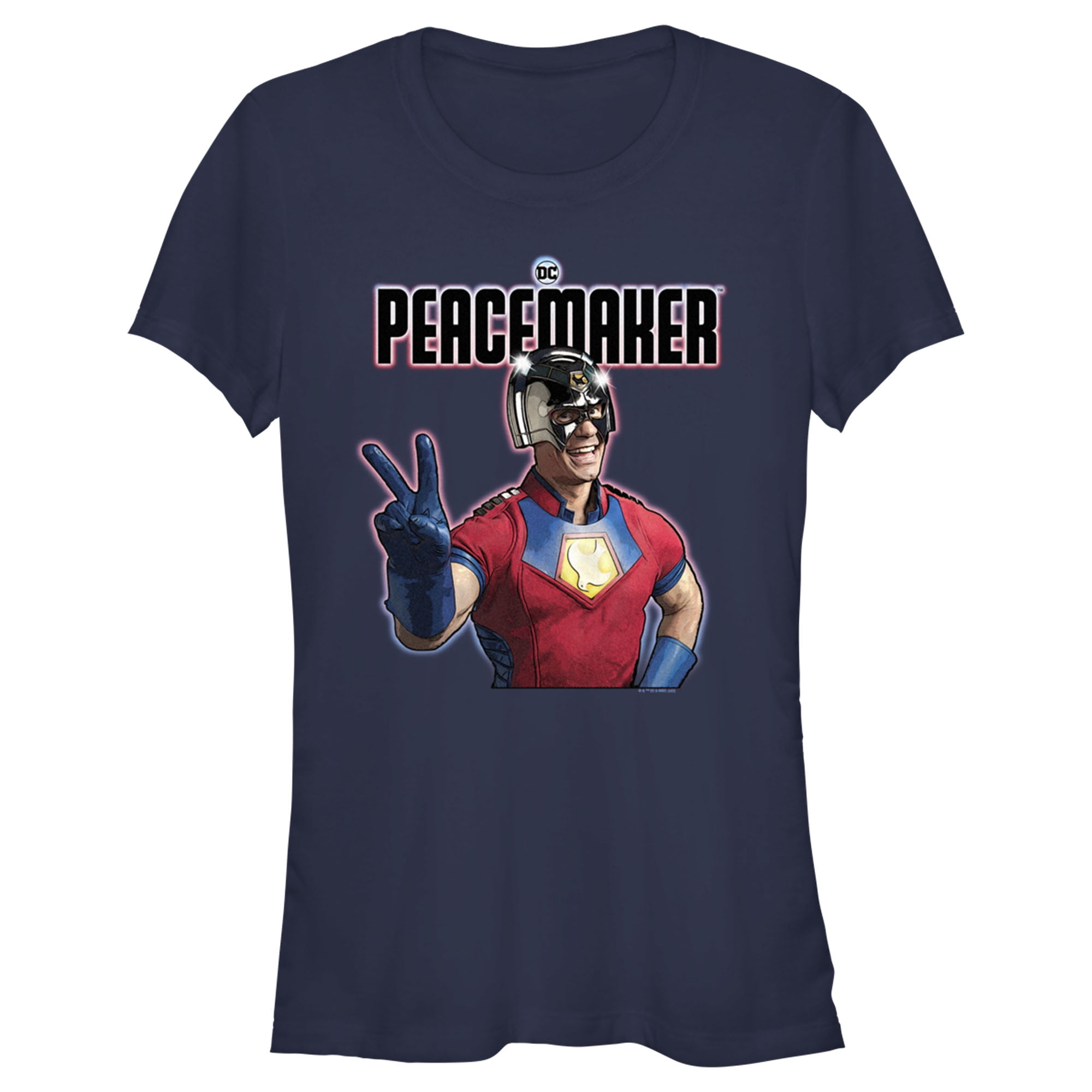 Junior's Peacemaker Hero Peace Sign Graphic Tee Navy Blue Medium ...