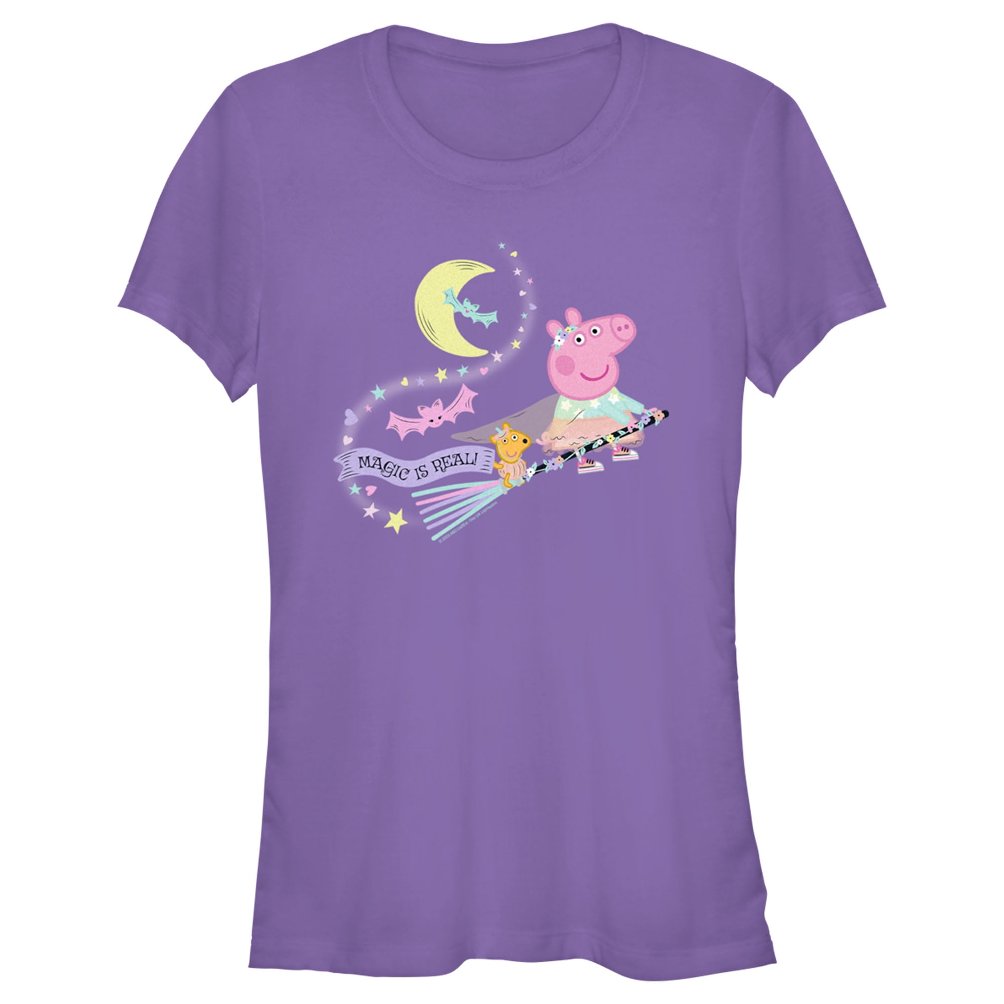 Junior's Peppa Pig Magic Is Real Graphic Tee Purple Large - Walmart.com