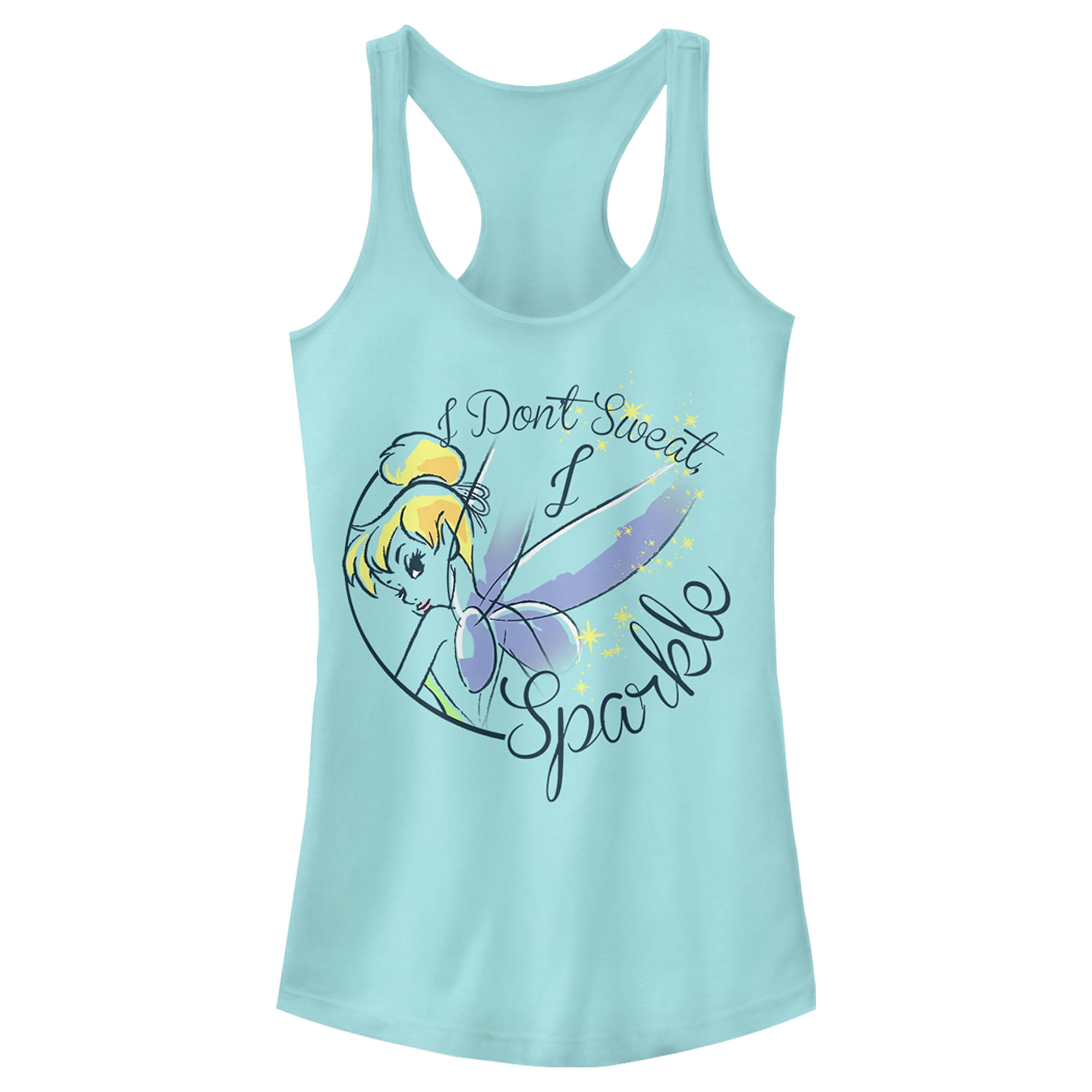 Junior's Peter Pan Tinkerbell I don't Sweat, I sparkle Racerback Tank ...