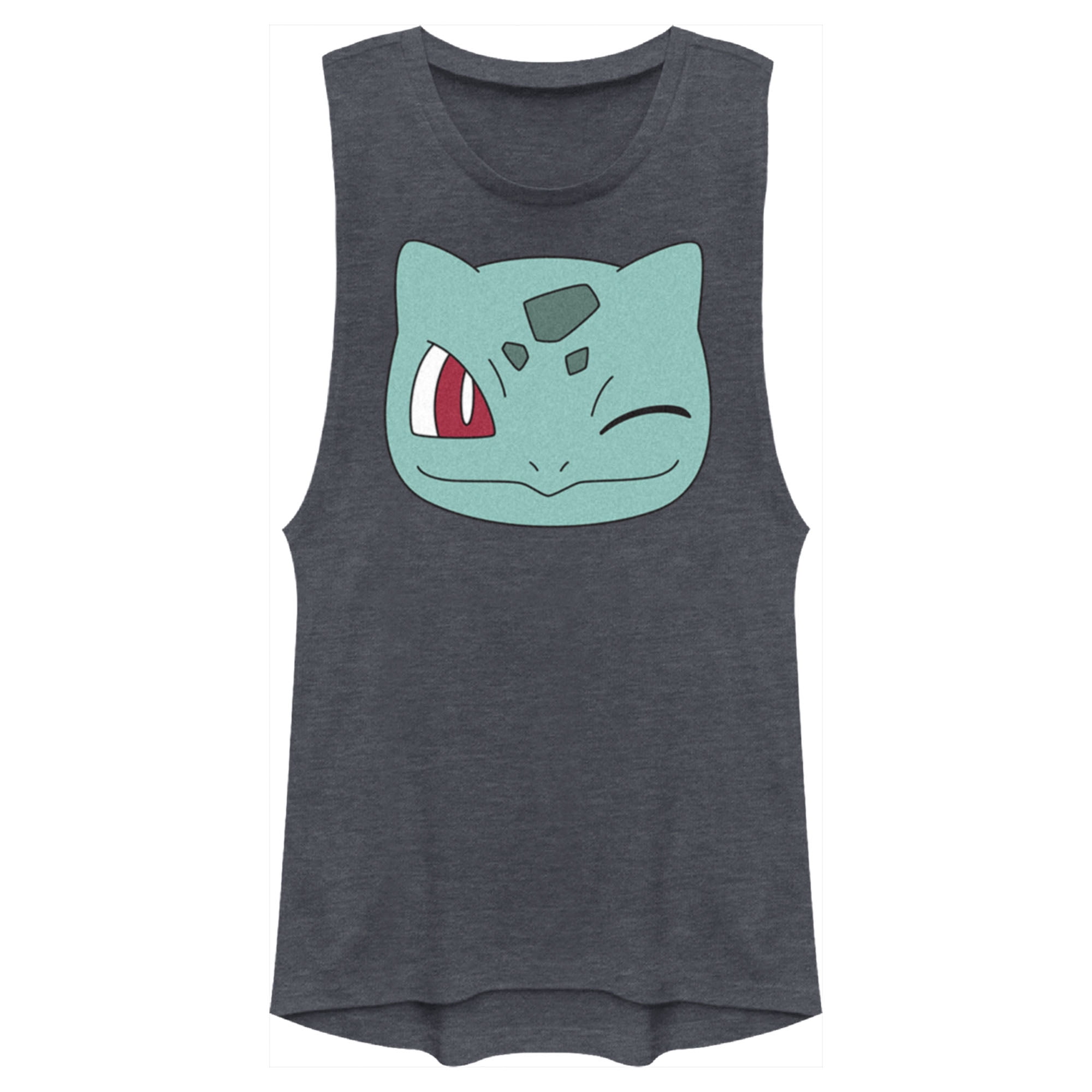 Junior's Pokemon Bulbasaur Wink Face Festival Muscle Graphic Tee Denim ...