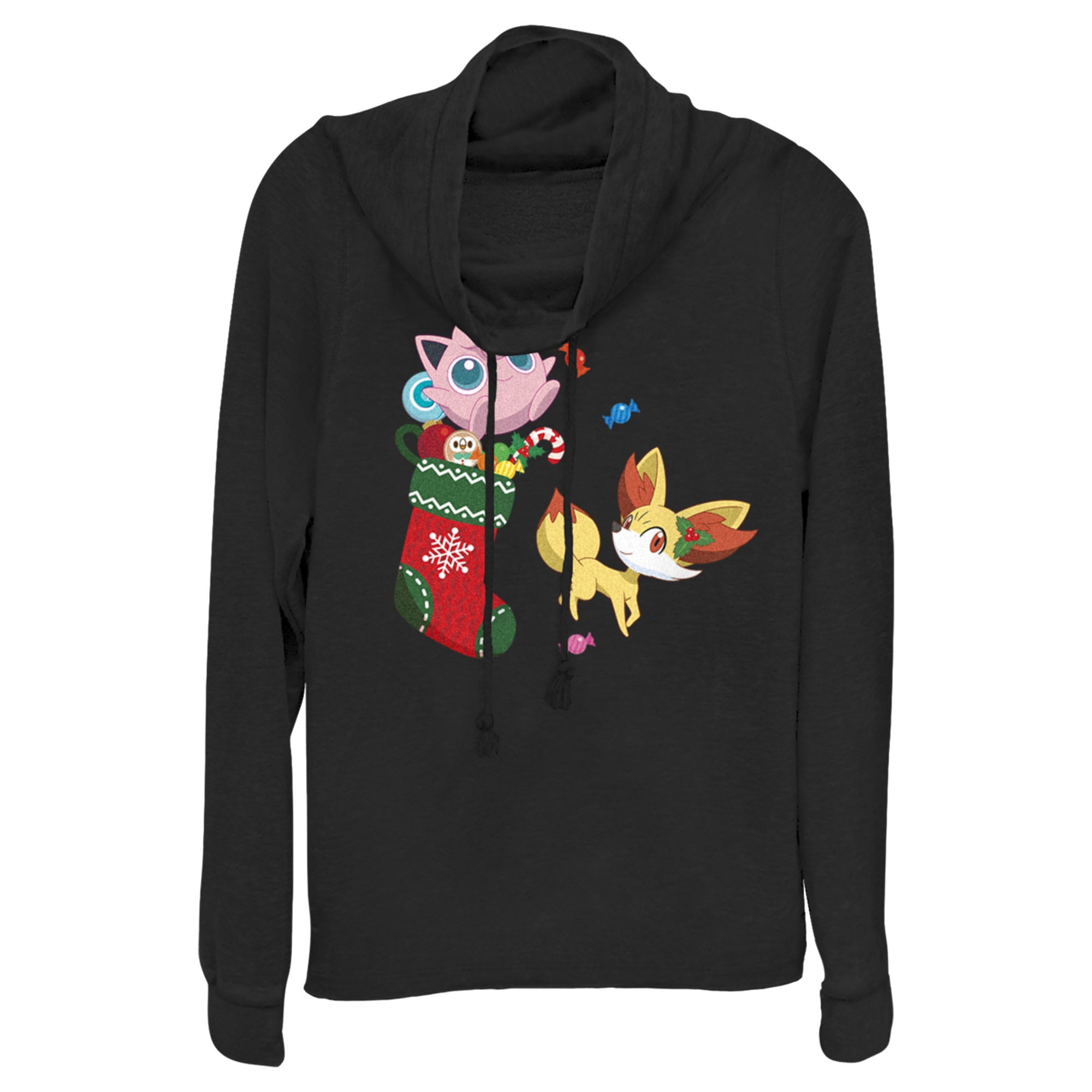 Junior's Pokemon Christmas Jigglypuff and Fennekin Stocking Cowl Neck ...