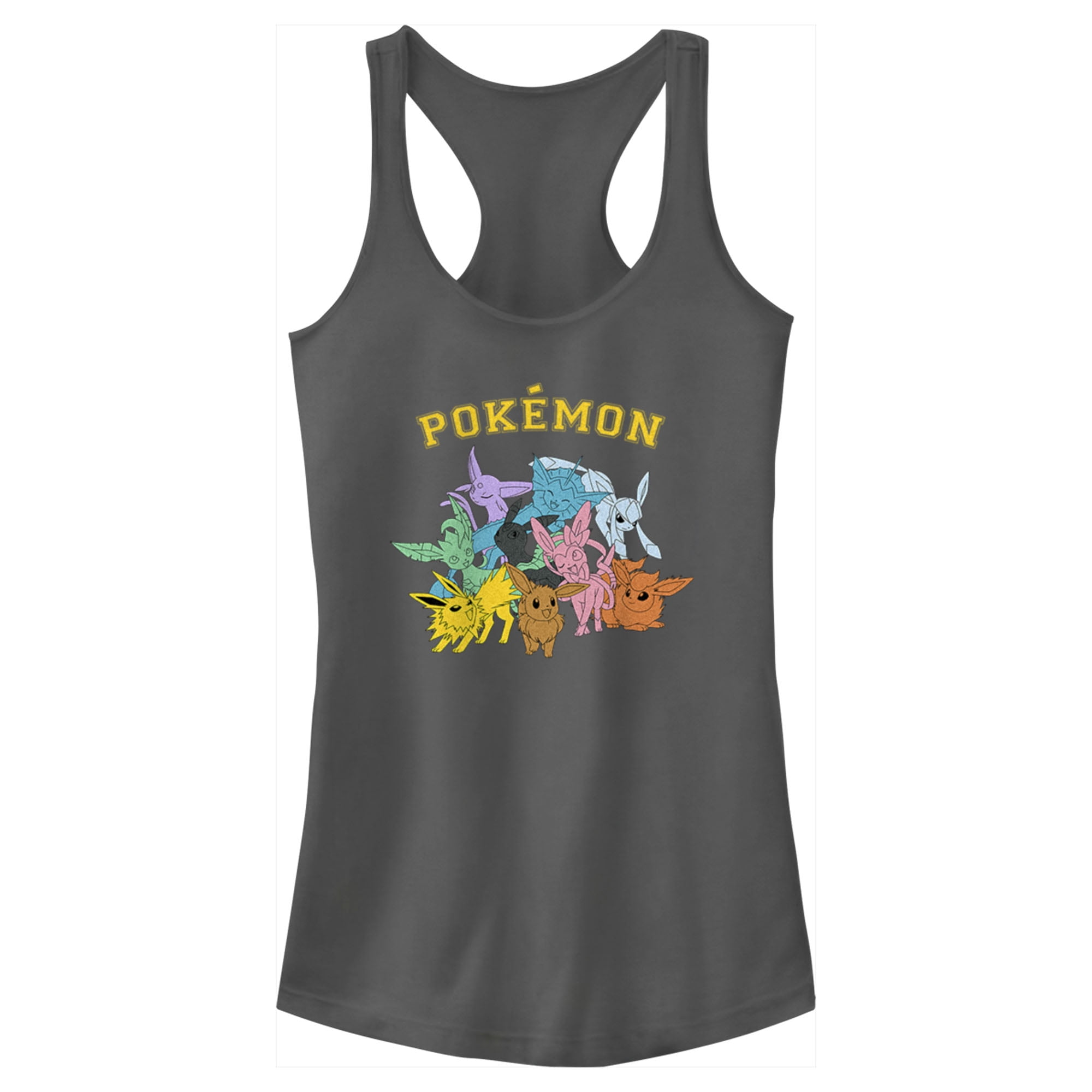 Junior's Pokemon Eeveelutions Racerback Tank Top Charcoal Large ...