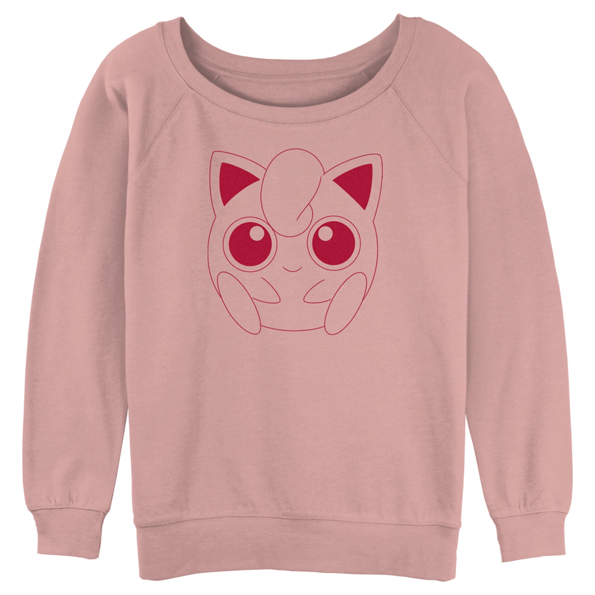 Junior's Pokemon Jigglypuff Line Art Face Sweatshirt Desert Pink X ...