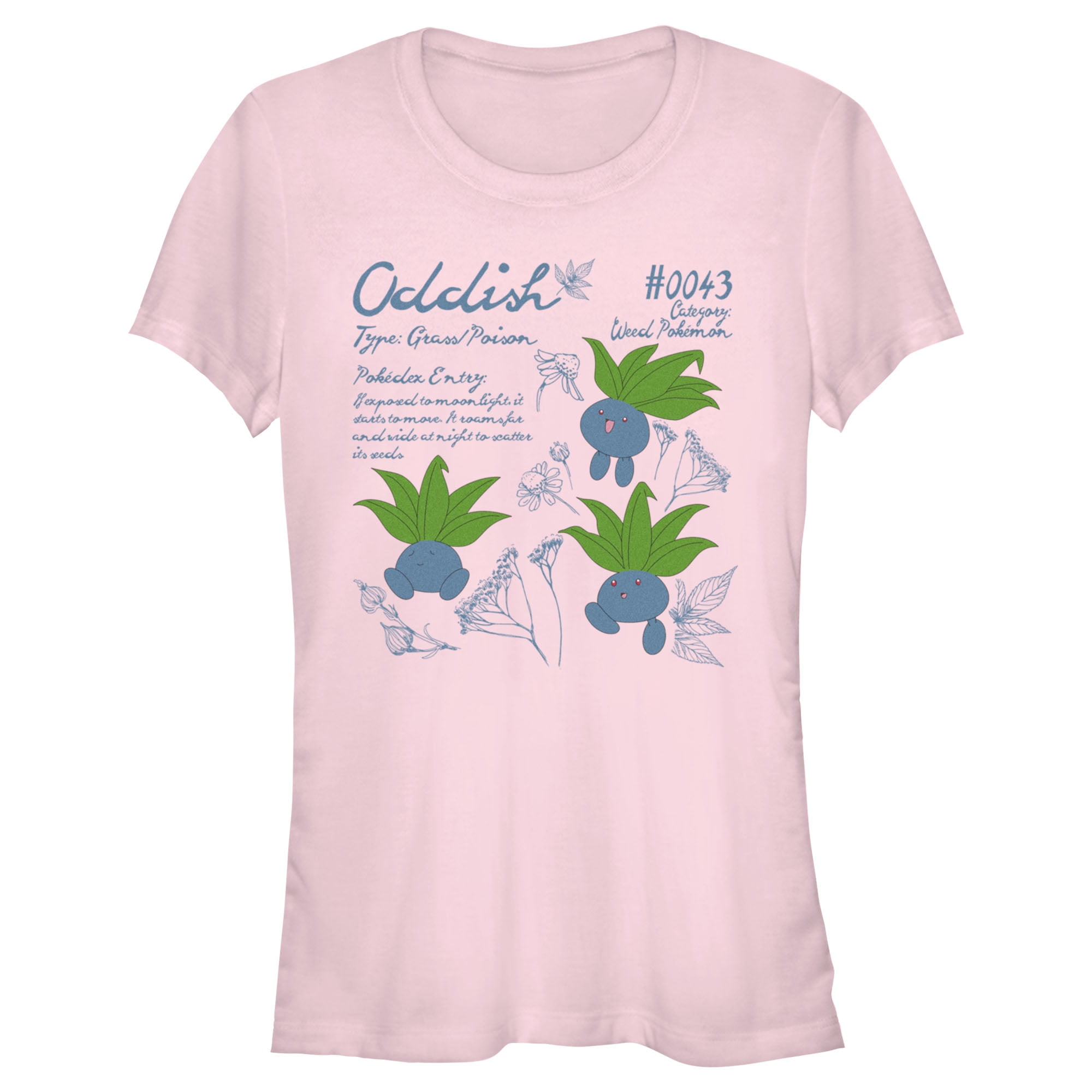 Junior's Pokemon Oddish Pokedex Entry Graphic Tee Light Pink Small ...