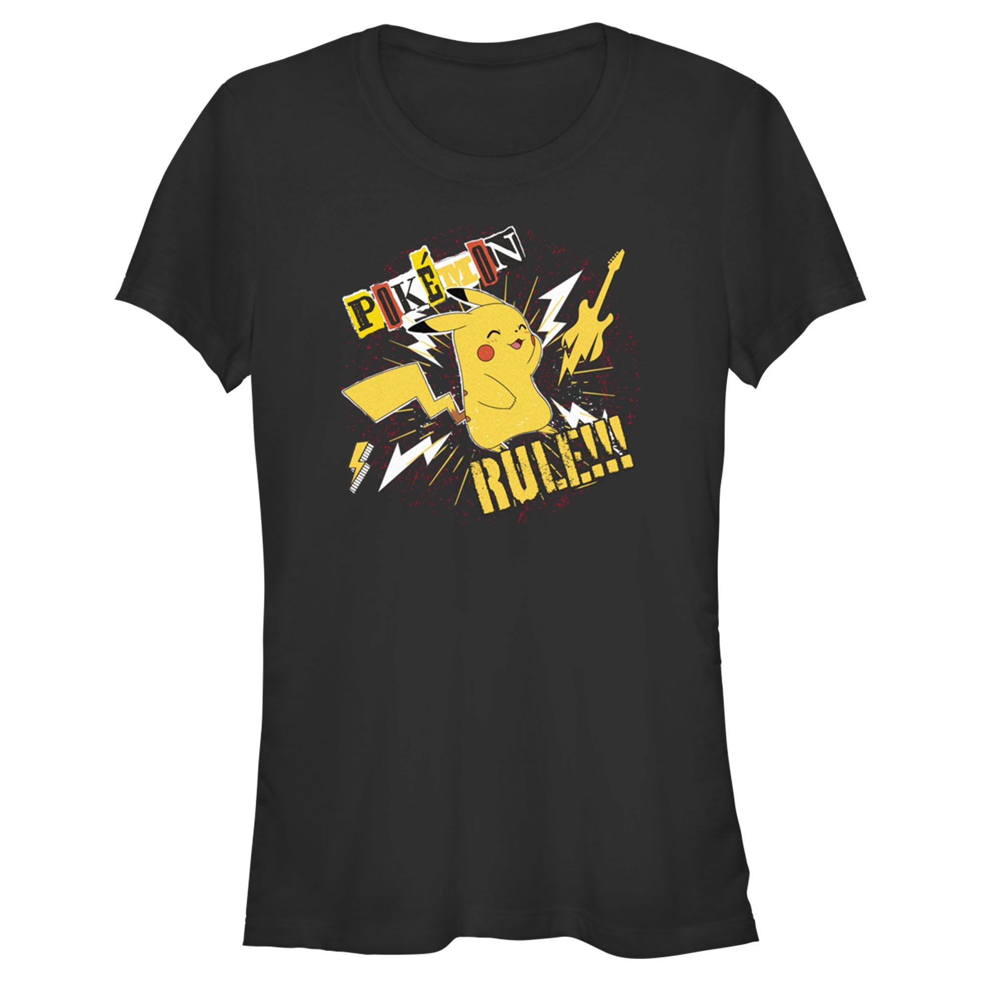 Junior's Pokemon Pikachu Rules Guitar Graphic Tee Black Large - Walmart.com